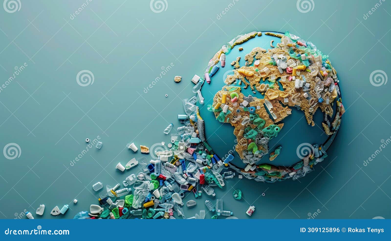Earth Drown into Plastic Waste. Concept for Environment and Pollution ...