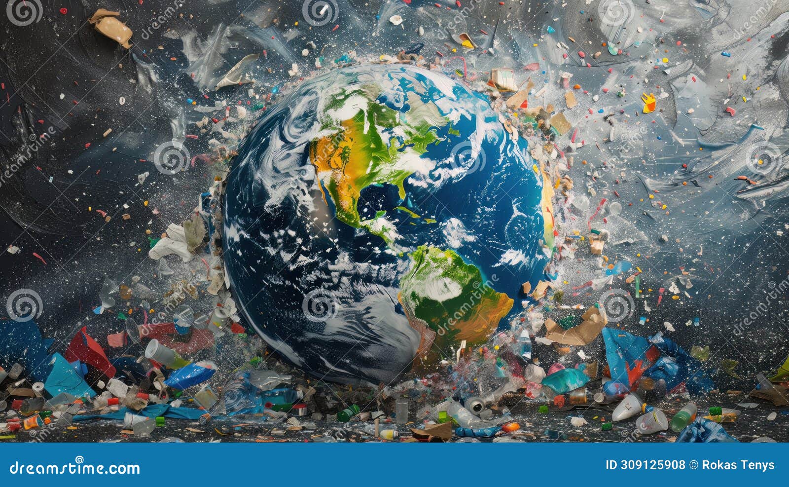 Earth Drown into Plastic Waste. Concept for Environment and Pollution ...