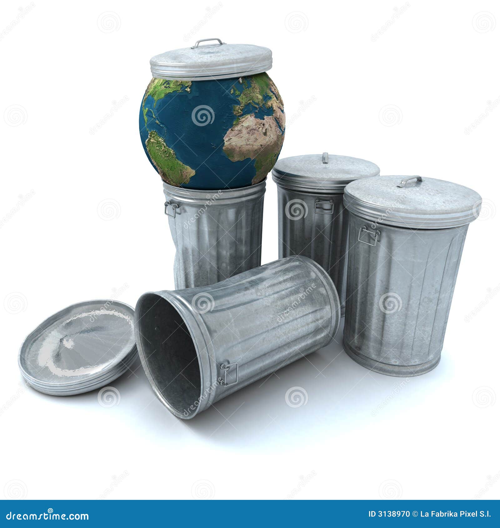 Earth in the dustbin stock illustration. Illustration of metal - 3138970