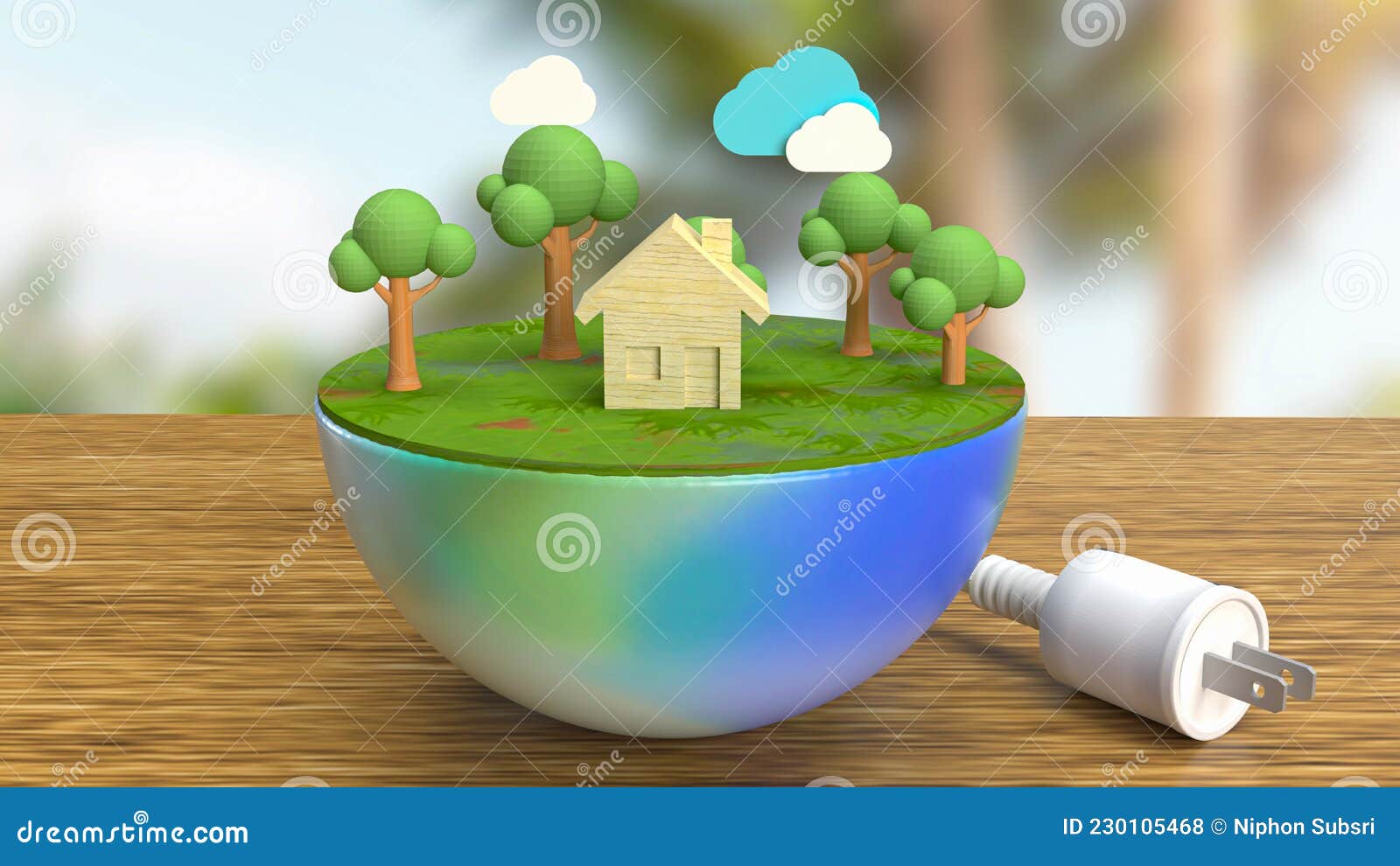 Earth and Electric Plug for Environment or Ego System Concept 3d ...