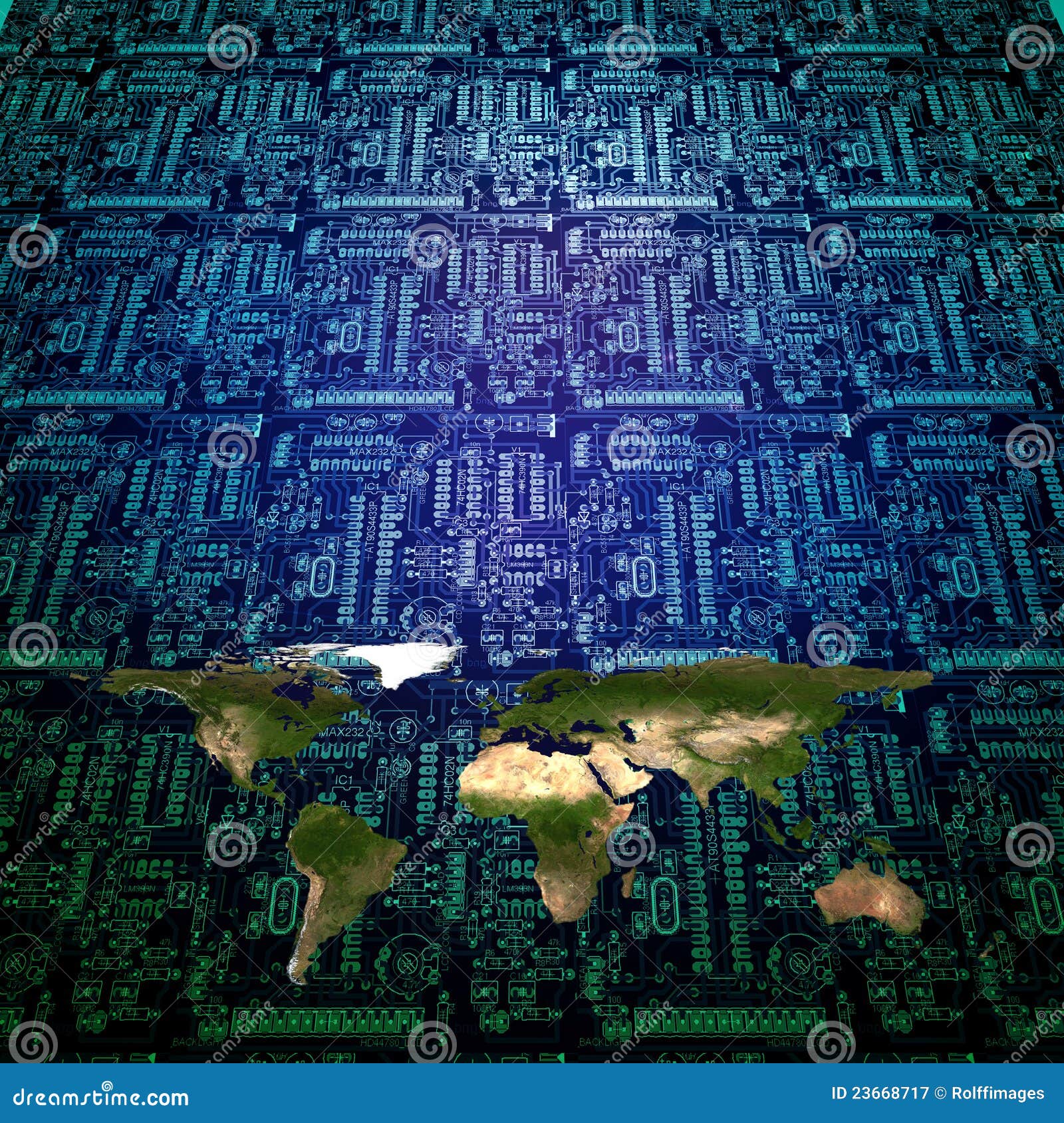 Earth and electronic stock illustration. Illustration of global - 23668717