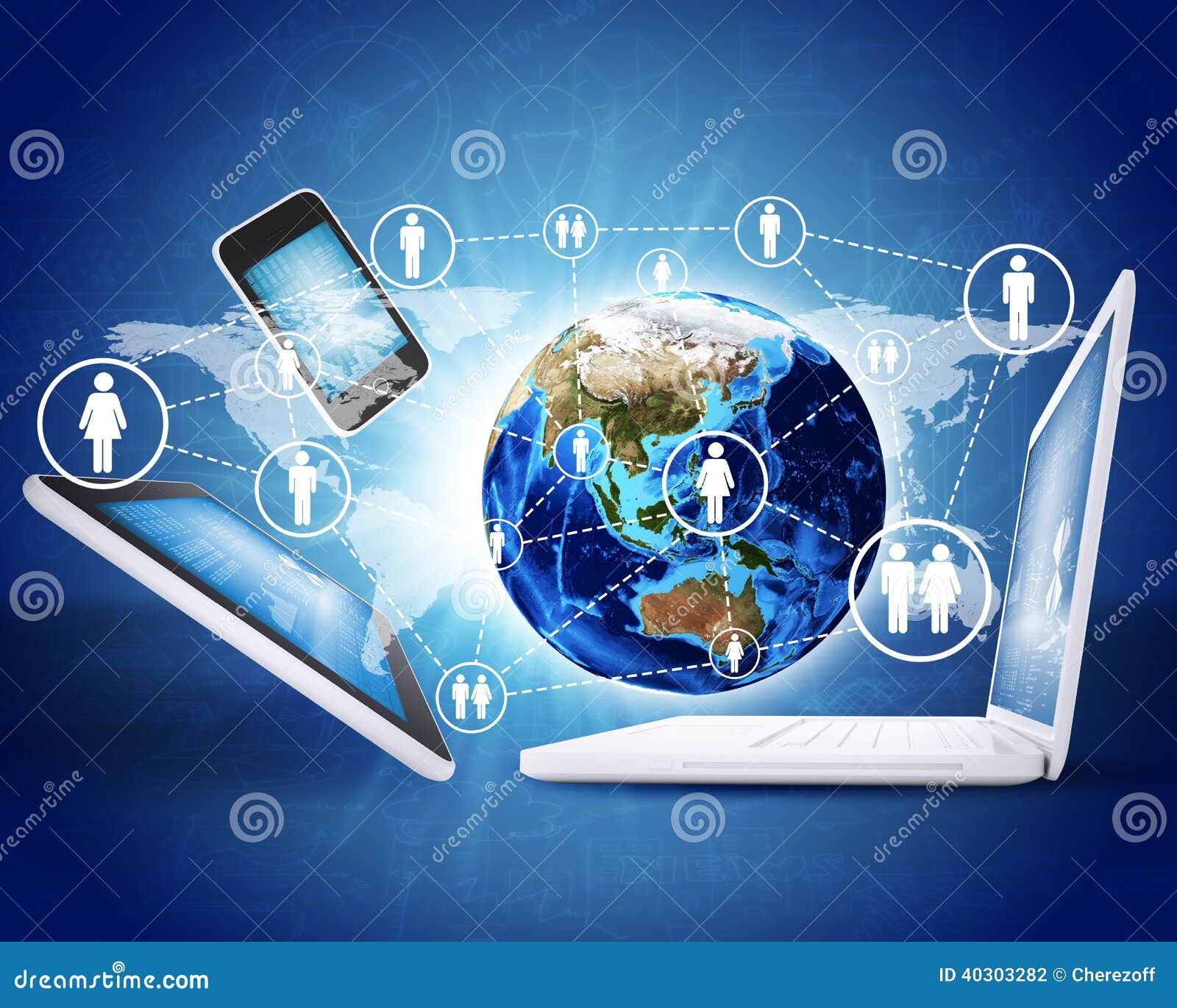 Earth and Electronics. Concept of Communication Stock Photo - Image of ...