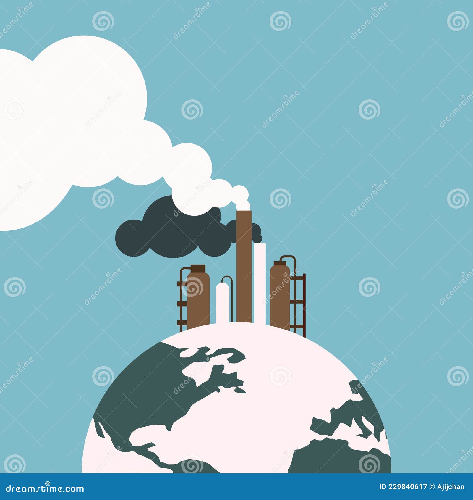Earth Emitting Toxic Gases from Factories Stock Vector - Illustration ...