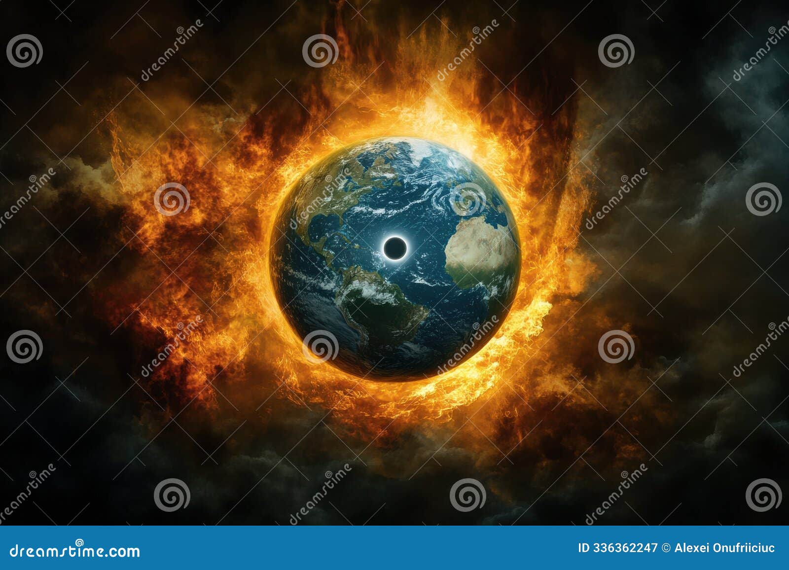 The Planet Earth is Completely Surrounded by a Ring of Fire Stock Image ...