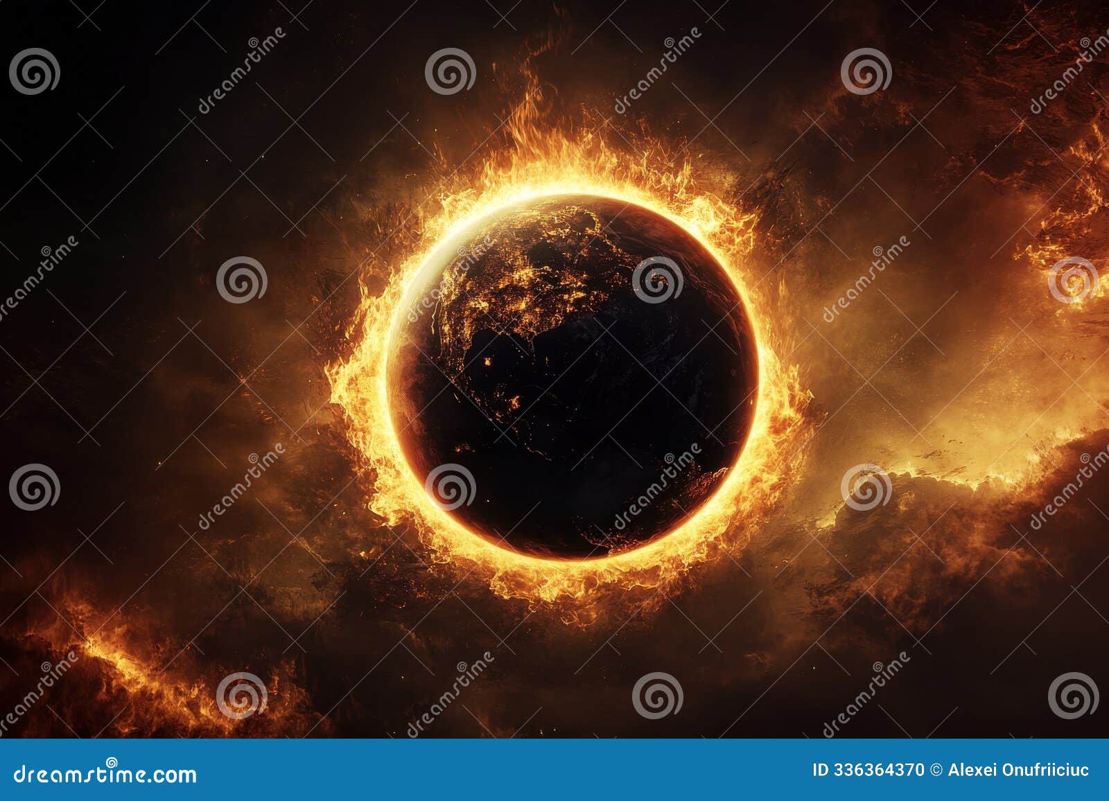 The Planet Earth is Completely Surrounded by a Ring of Fire Stock Photo ...