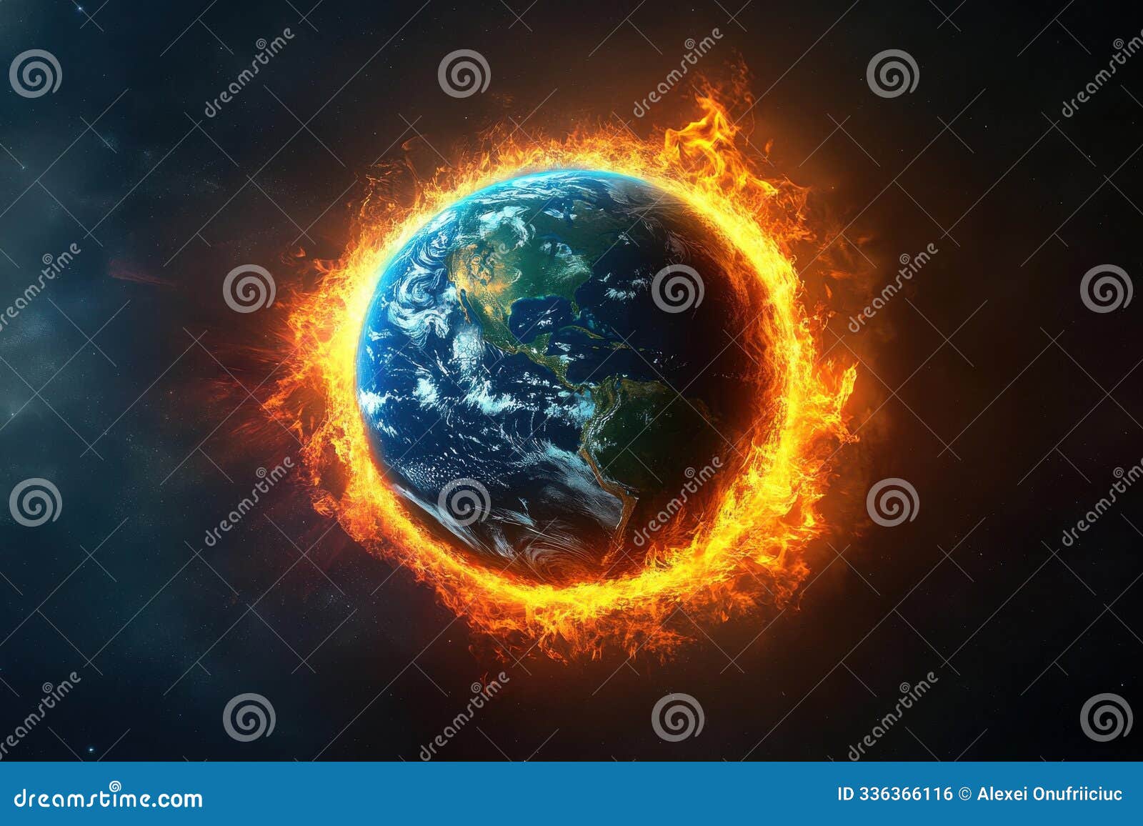 The Planet Earth is Completely Surrounded by a Ring of Fire Stock Photo ...