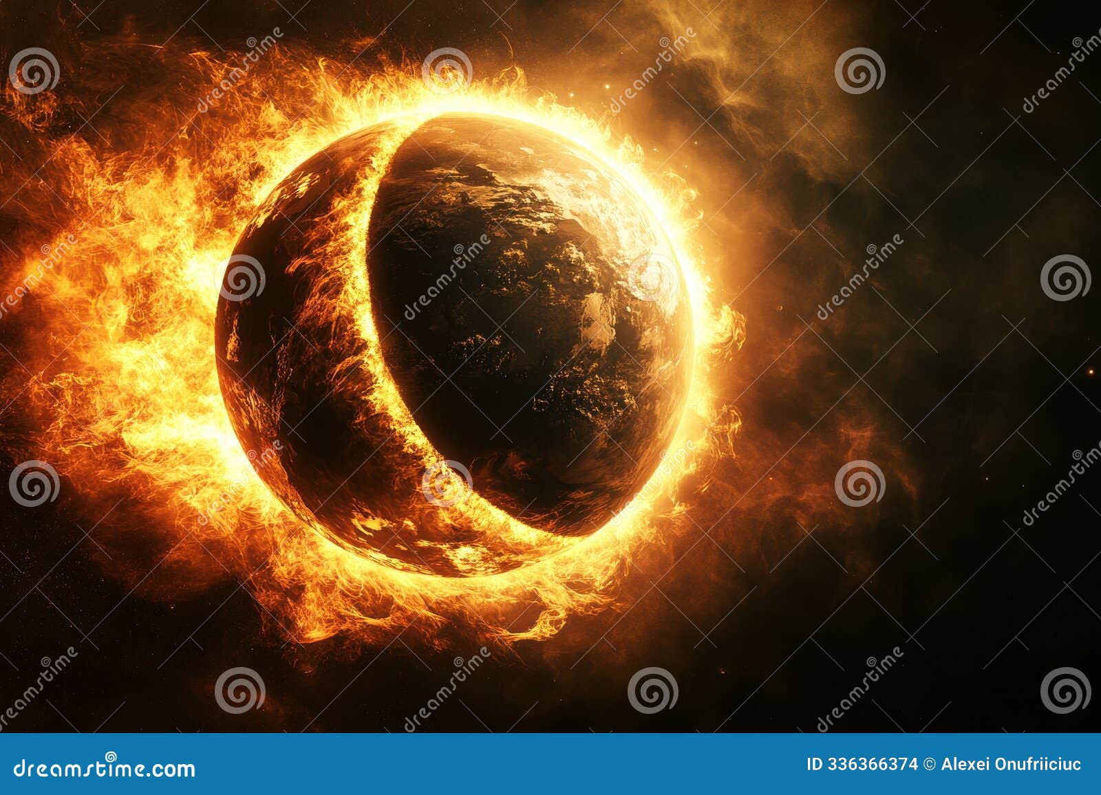 The Planet Earth is Completely Surrounded by a Ring of Fire Stock Photo ...