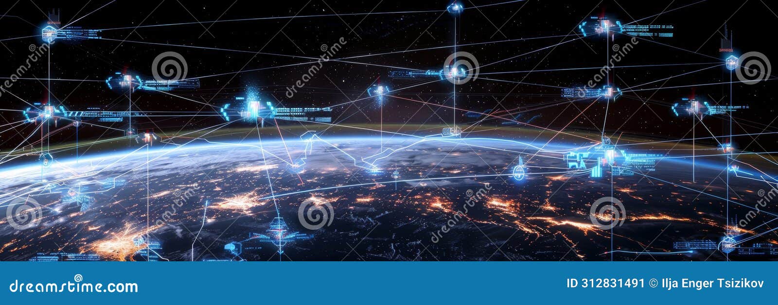 Earth Encircled by Perceptron Network, Showcasing Innovative Global ...