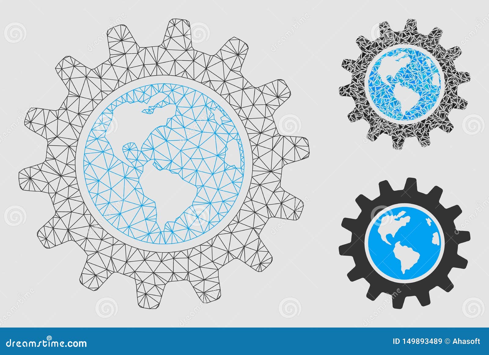 Earth Engineering Vector Mesh Network Model and Triangle Mosaic Icon ...