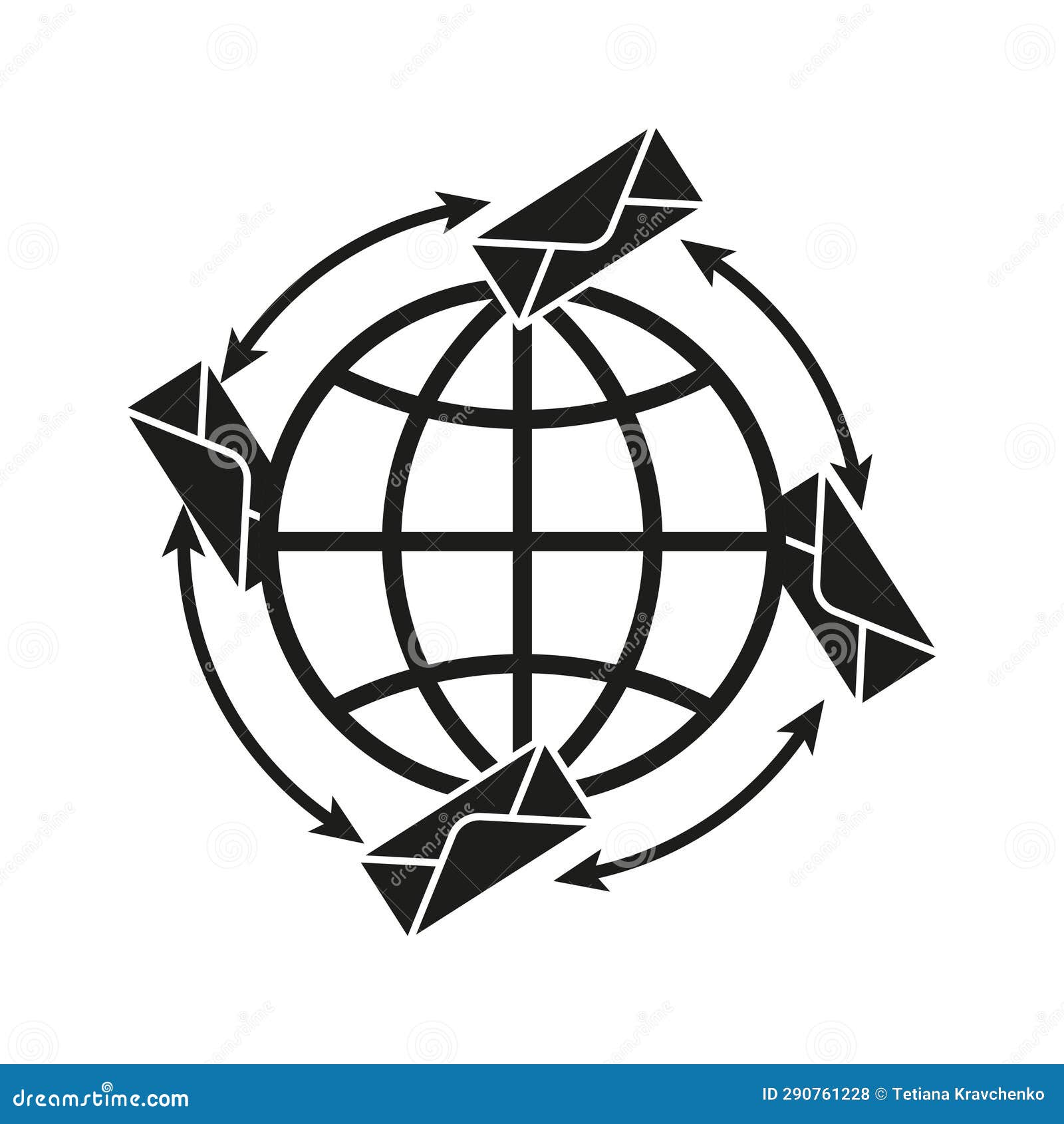 Earth with Envelopes. Mail Sending Symbol. Messages Around the Earth ...