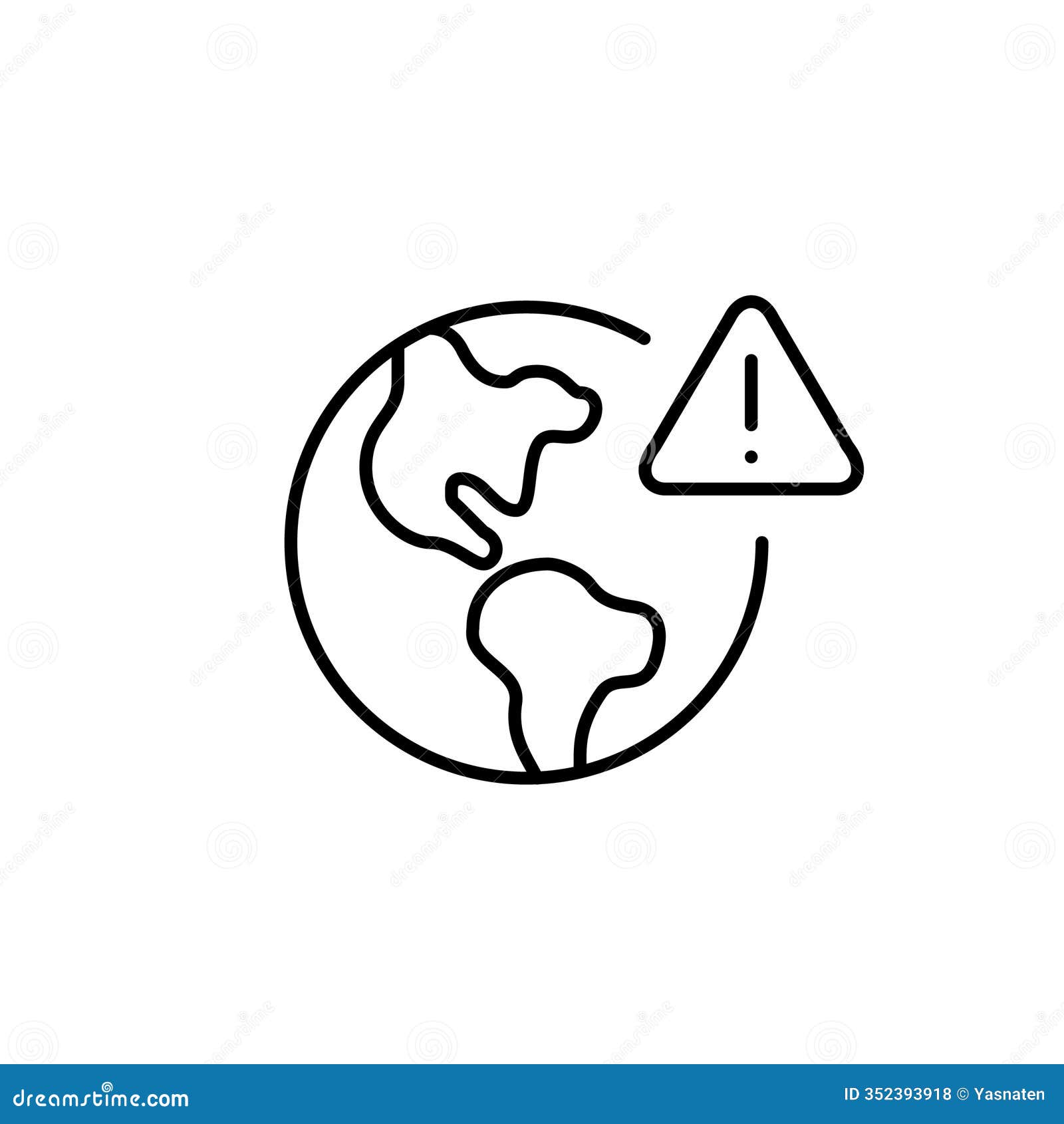 Earth, Exclamation Mark in Triangle. Global Risks. Worldwide Problems ...