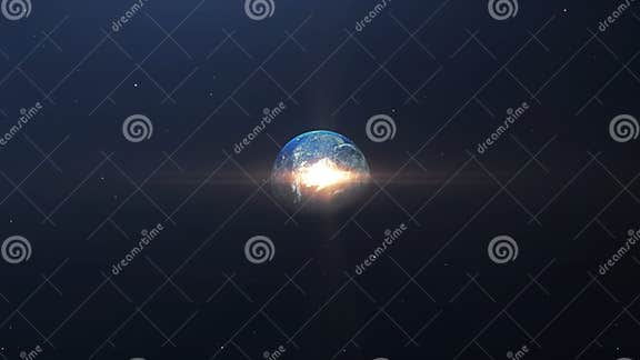 Earth Exploding Impact Fom Outer Space with Lens Flare Stock ...