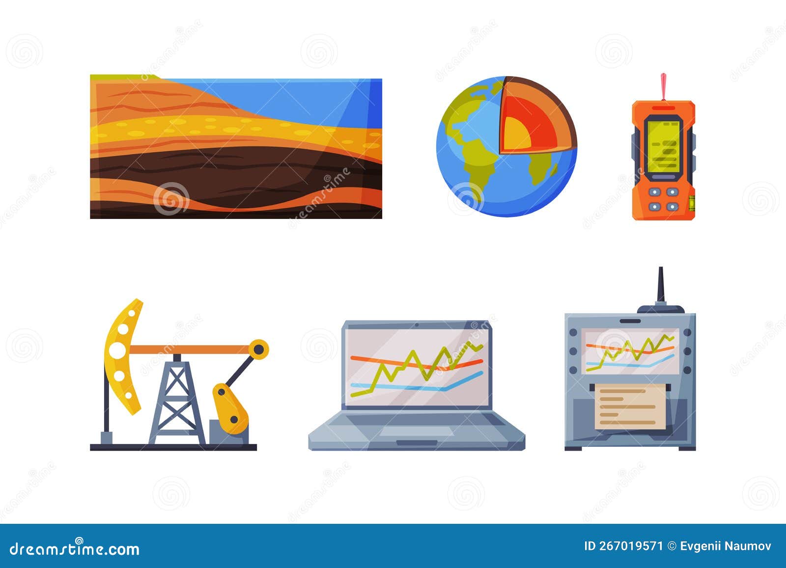 Earth Exploration and Geological Tools with Soil Surface Layer, Globe ...