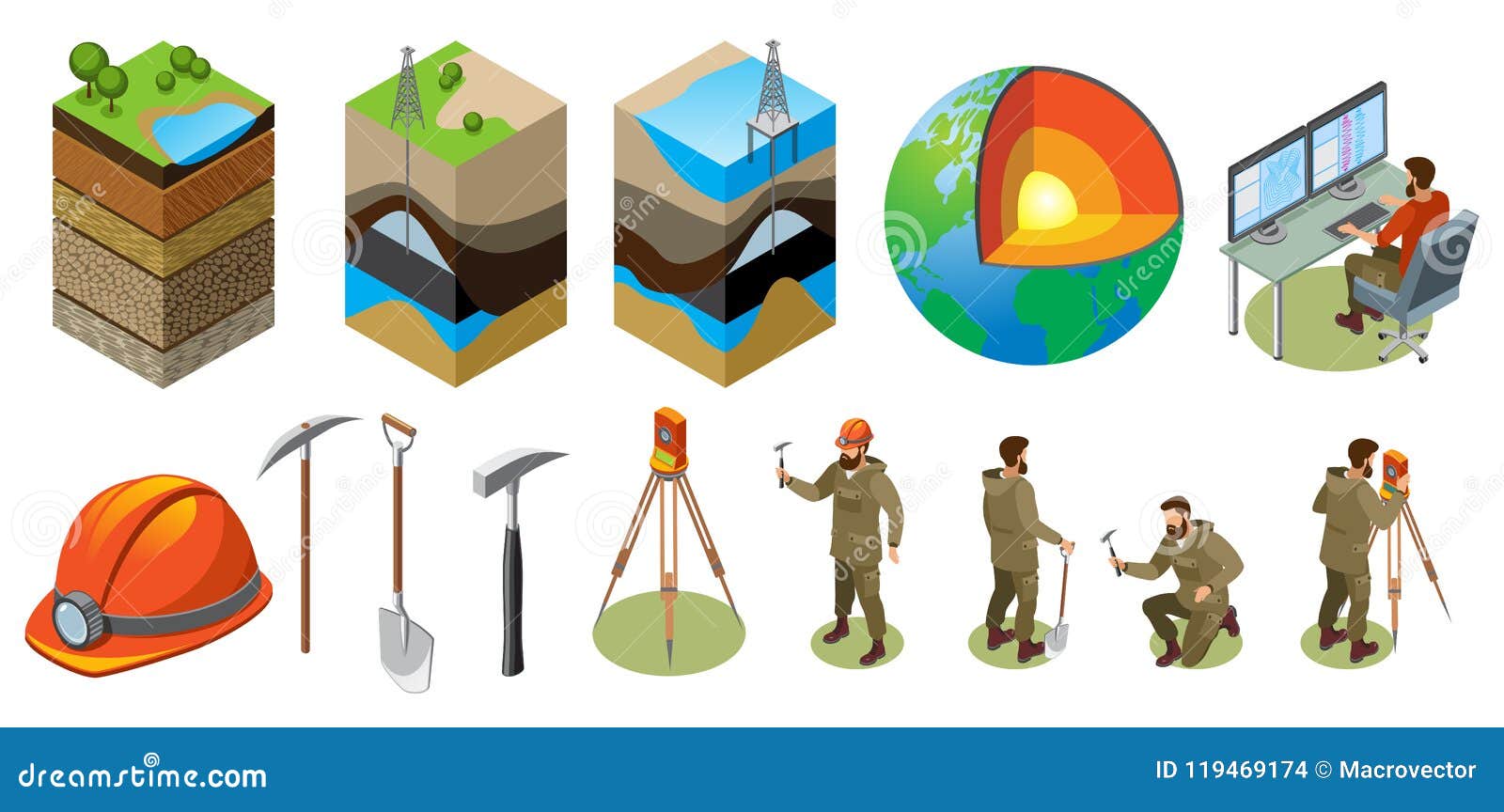 Earth Exploration Isometric Icons Stock Vector - Illustration of ...