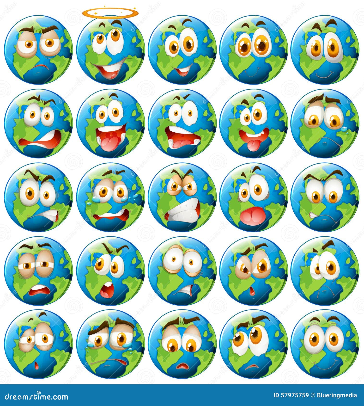 Earth Facial Expression Stock Illustrations – 353 Earth Facial ...