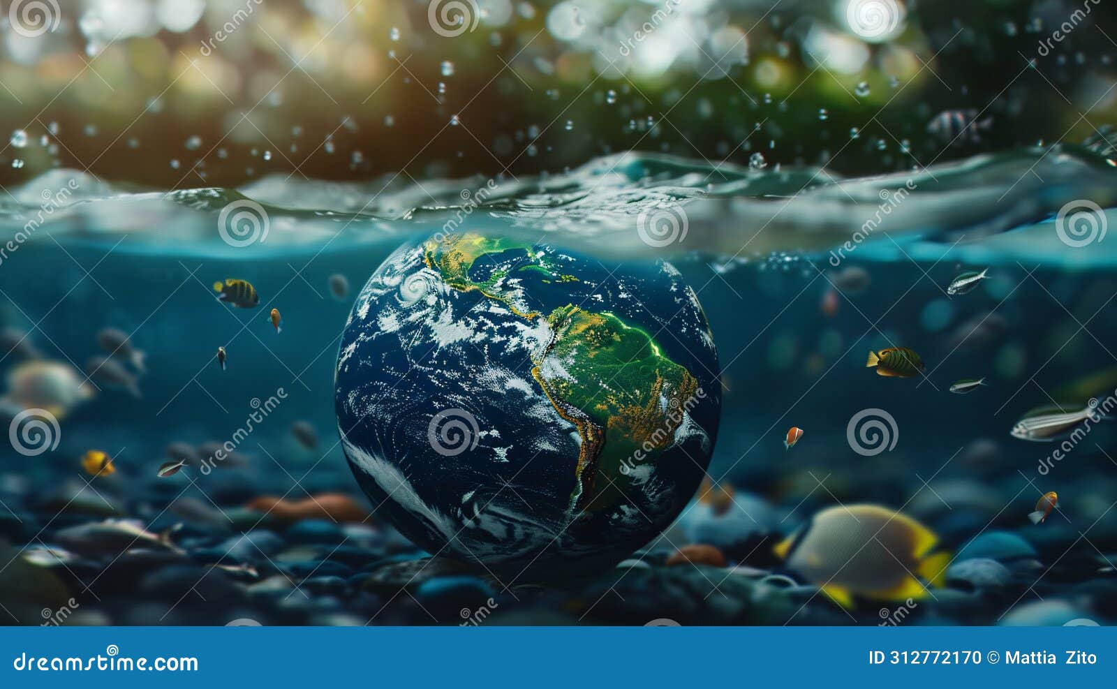 The Earth Falling Down the Ocean Water Stock Photo - Image of planet ...