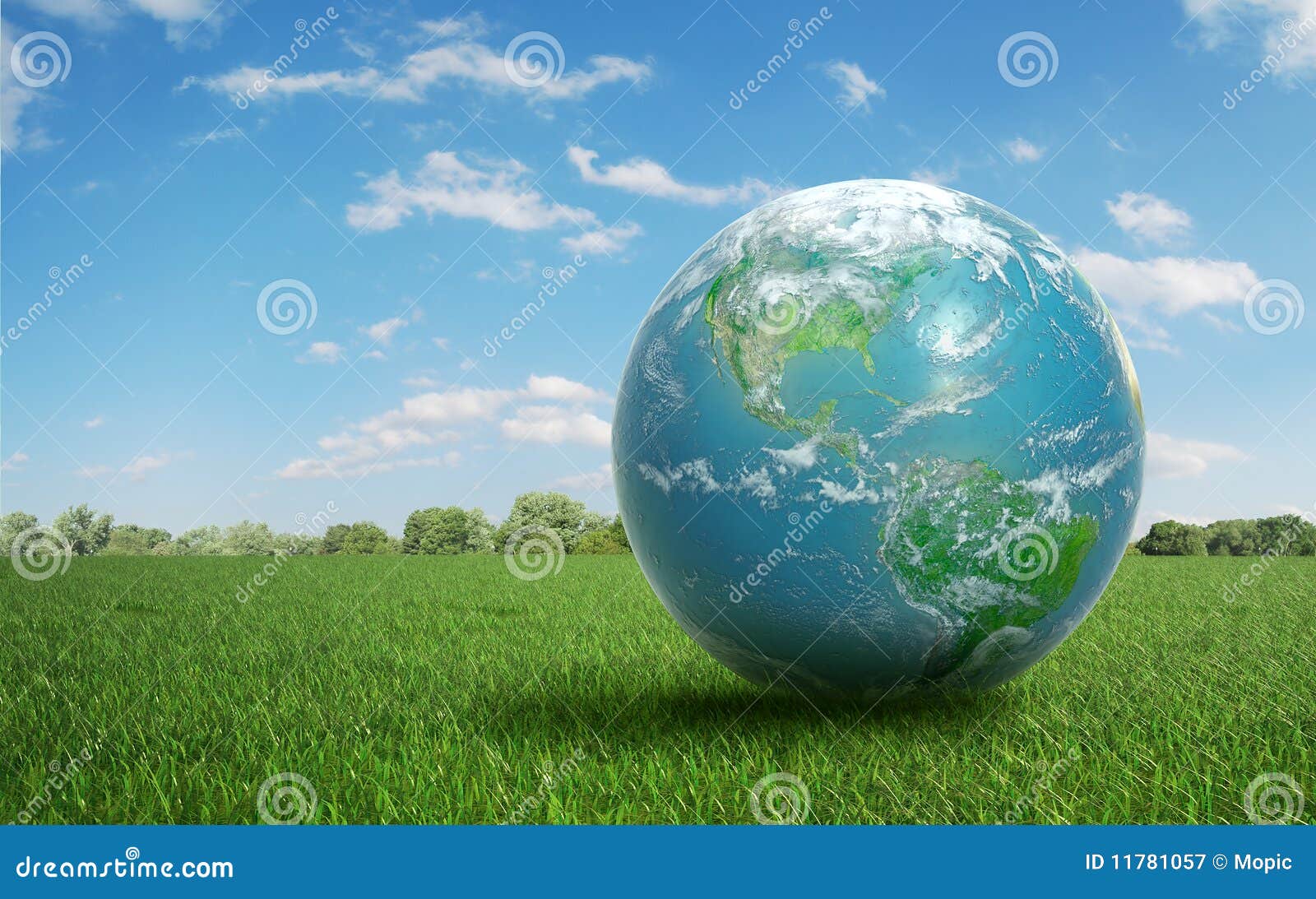 Earth on a field of grass stock illustration. Illustration of leaf ...
