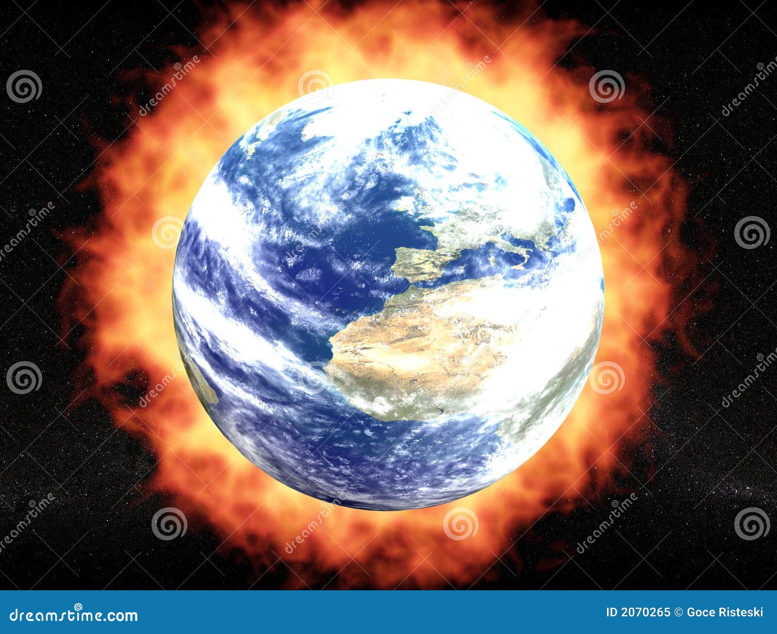 Earth with fire aureole stock illustration. Illustration of halo - 2070265