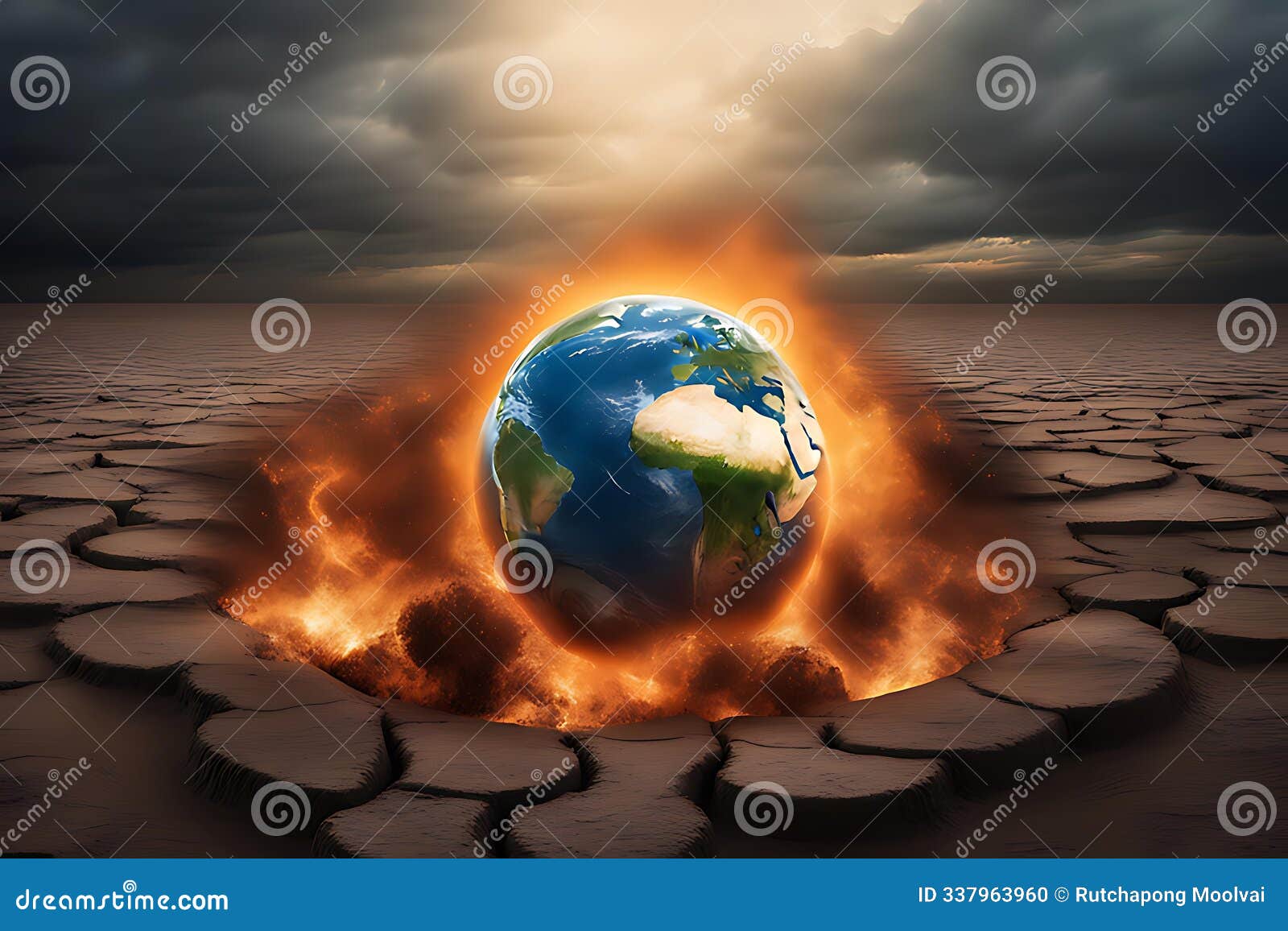 Earth on Fire: Climate Change and the Burning Planet Stock Illustration ...