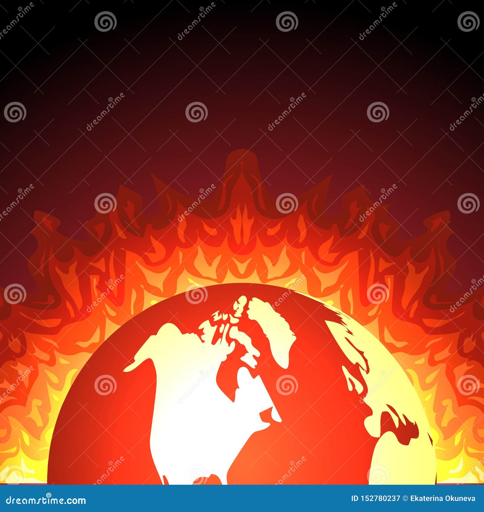 Earth on Fire. Flat Vector Illustration of Planet Stock Vector ...