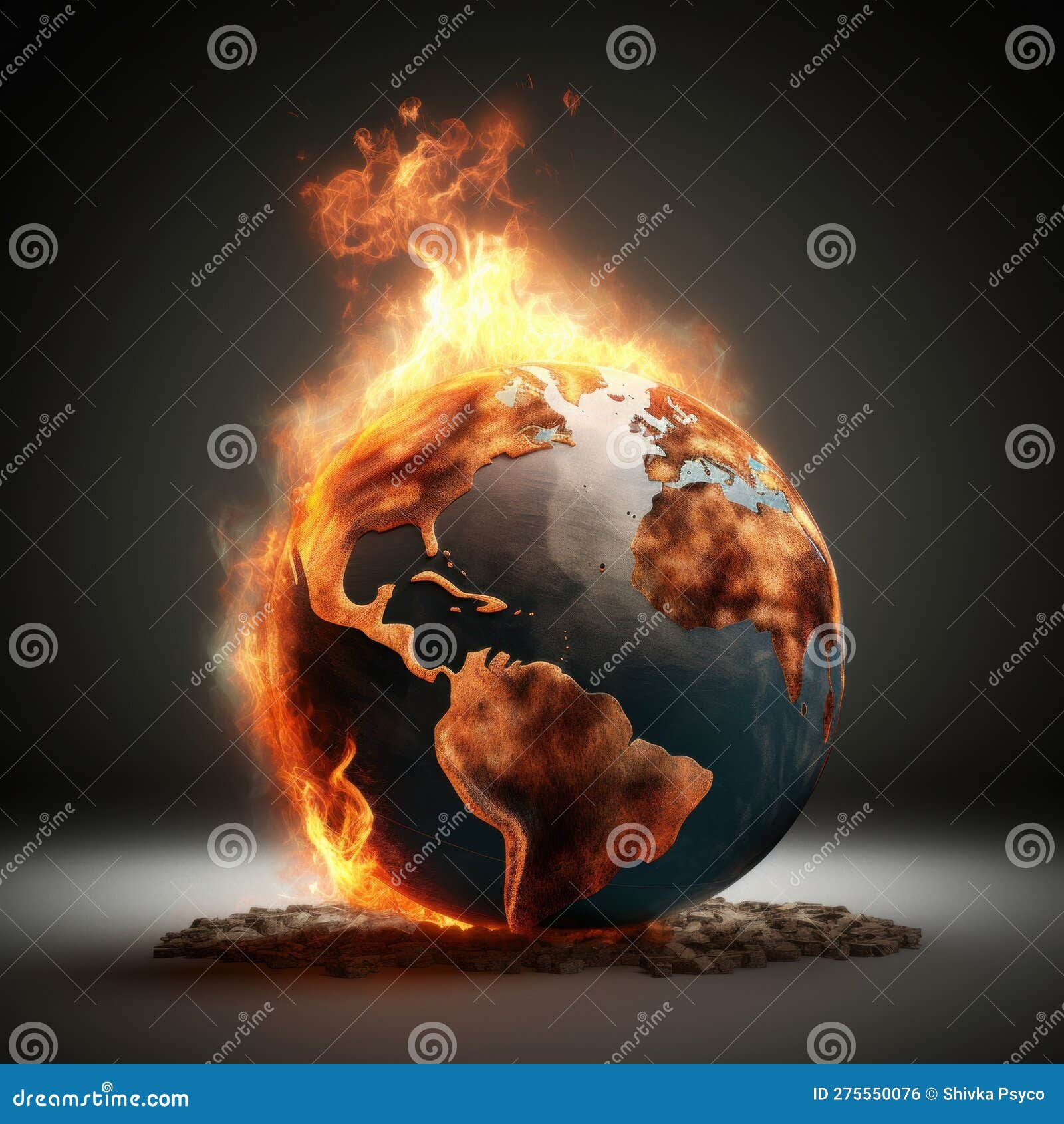 Earth in Fire Global Warming Image Generative AI Stock Illustration ...
