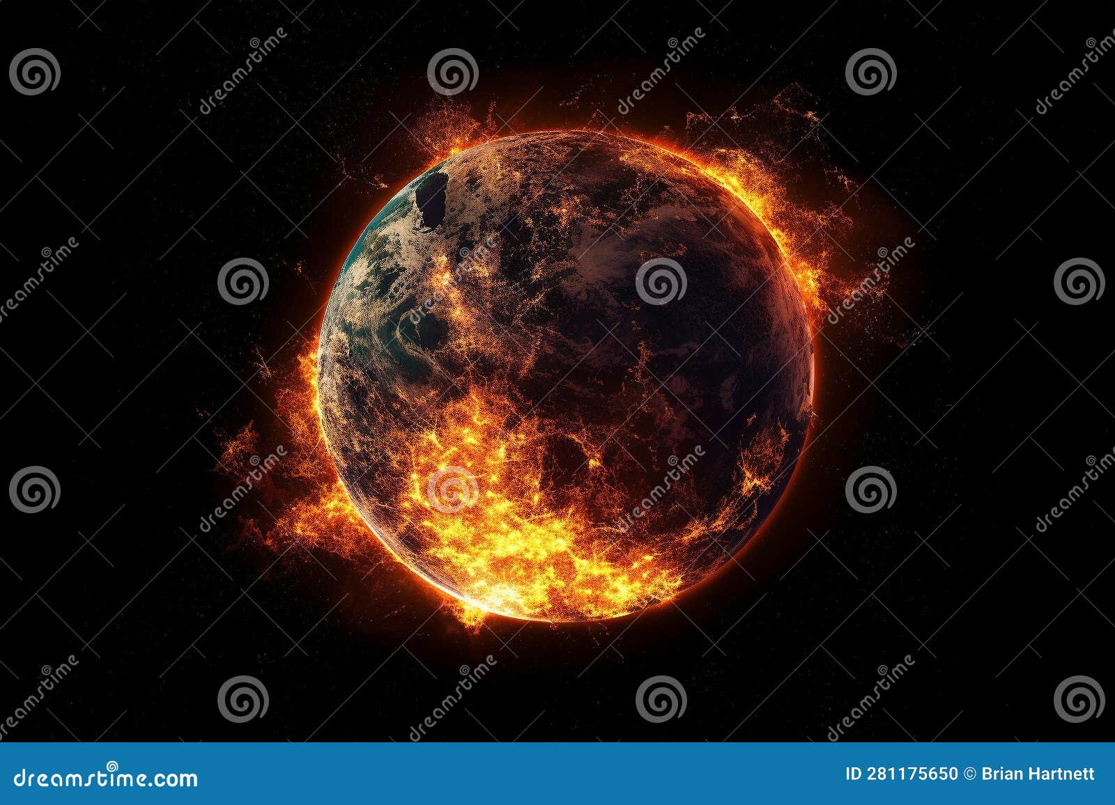 The Earth on Fire, Representing a Post-Apocalyptic Earth, Generative AI ...