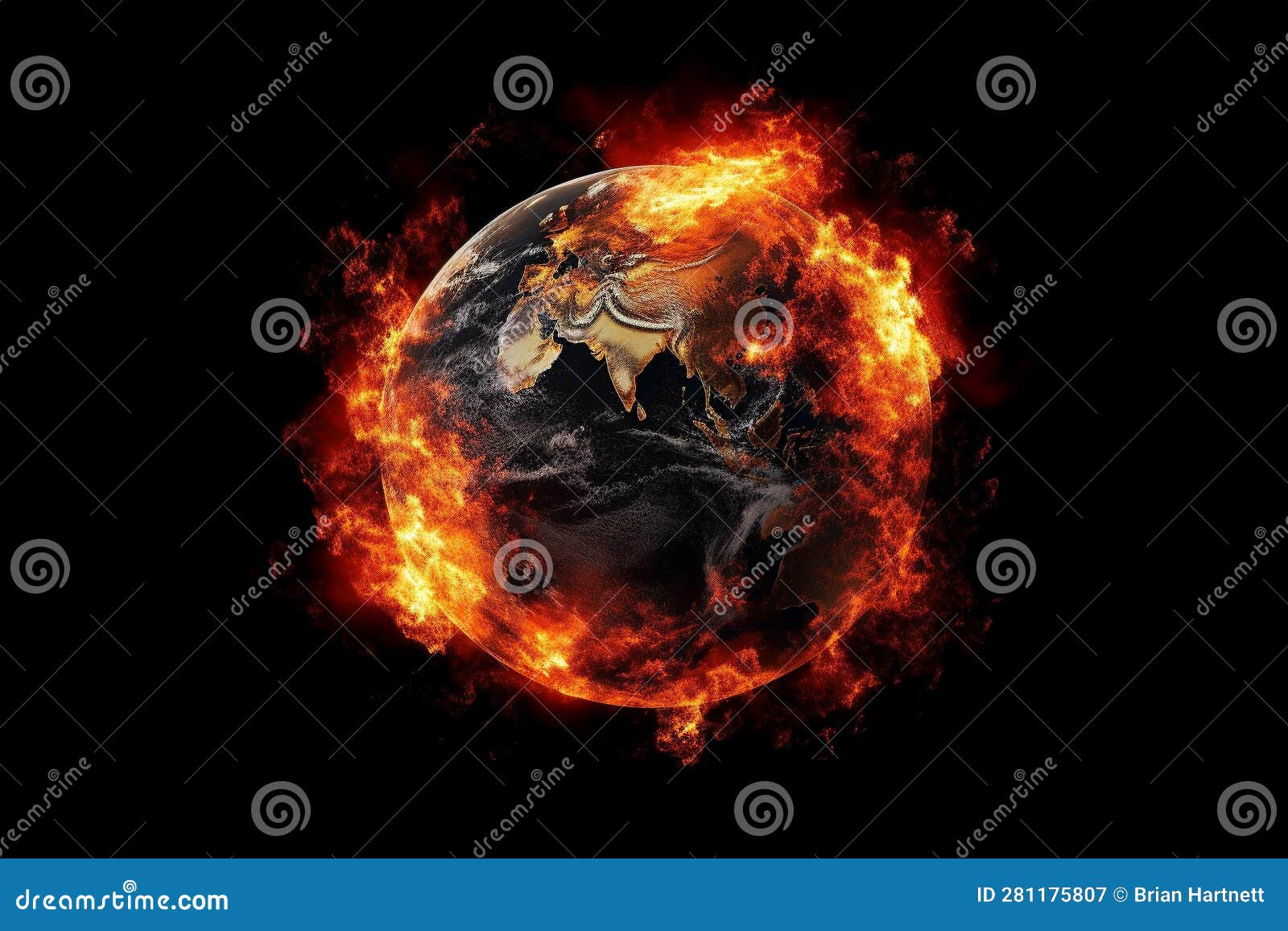 The Earth on Fire, Representing a Post-Apocalyptic Earth, Generative AI ...
