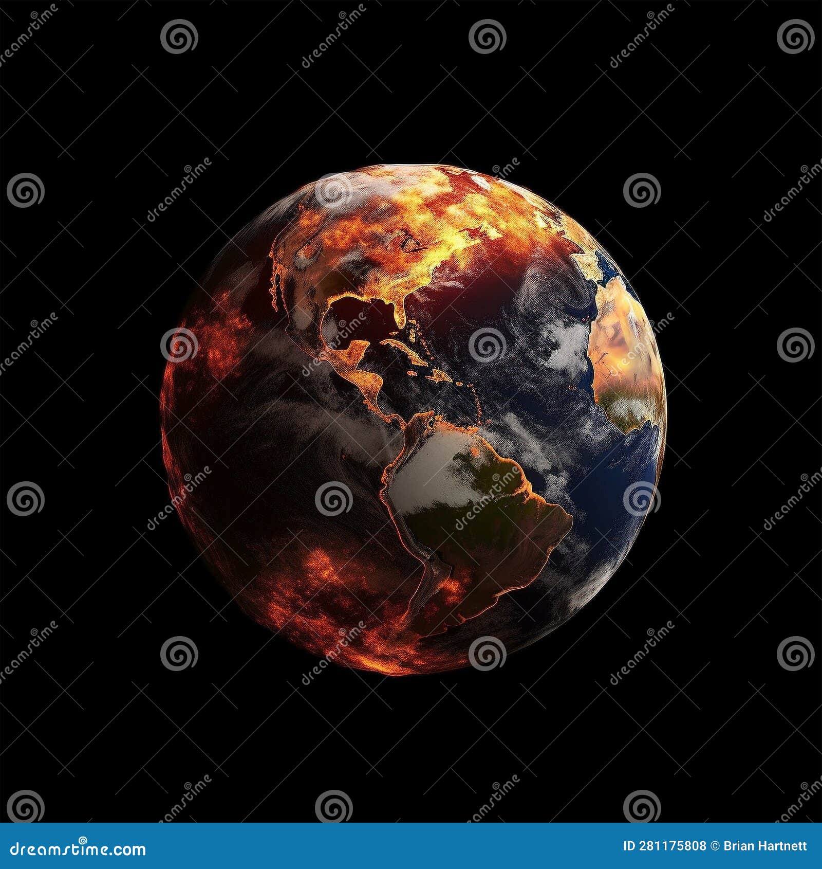 The Earth on Fire, Representing a Post-Apocalyptic Earth, Generative AI ...