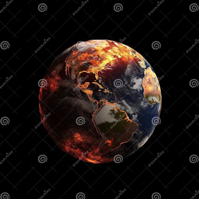 The Earth on Fire, Representing a Post-Apocalyptic Earth, Generative AI ...