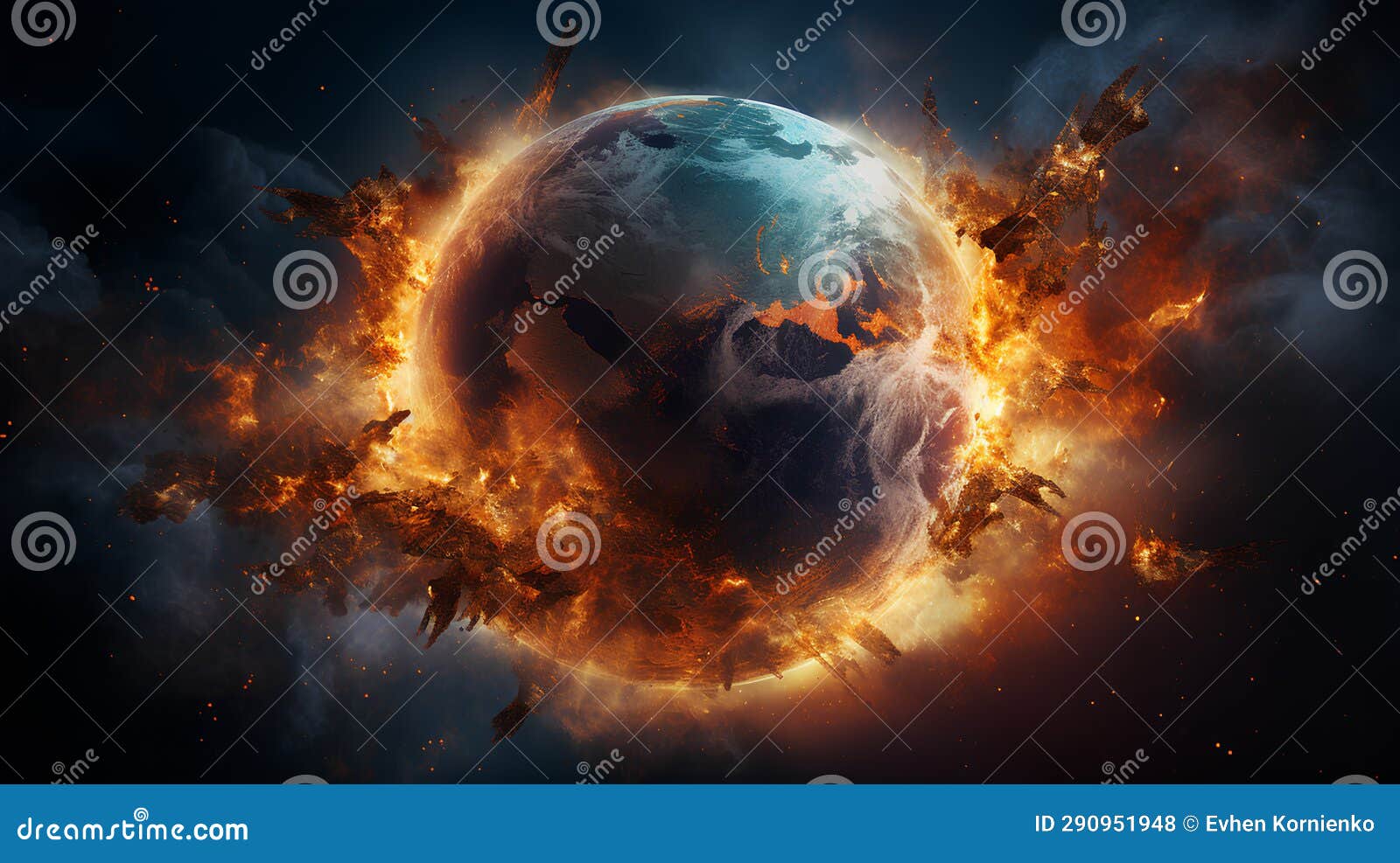 Earth in Fire in Space. Global Warming Concept Stock Illustration ...