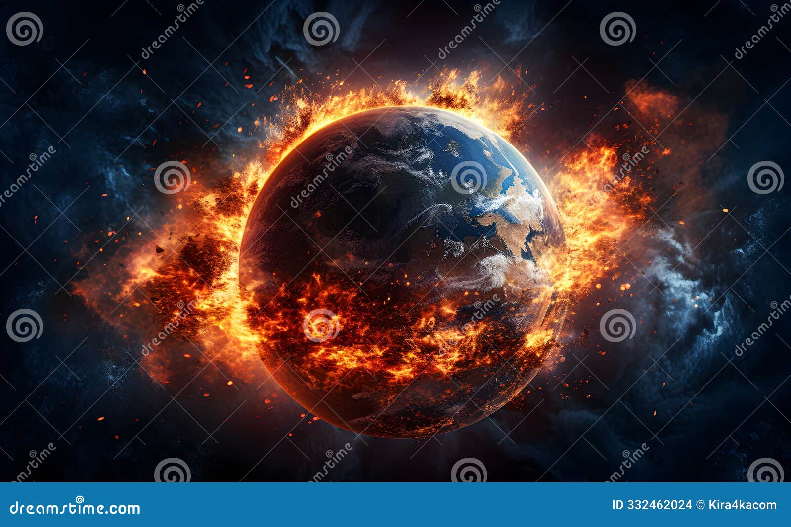 Earth on Fire View from Space with Space Copy Concept Stock Photo ...