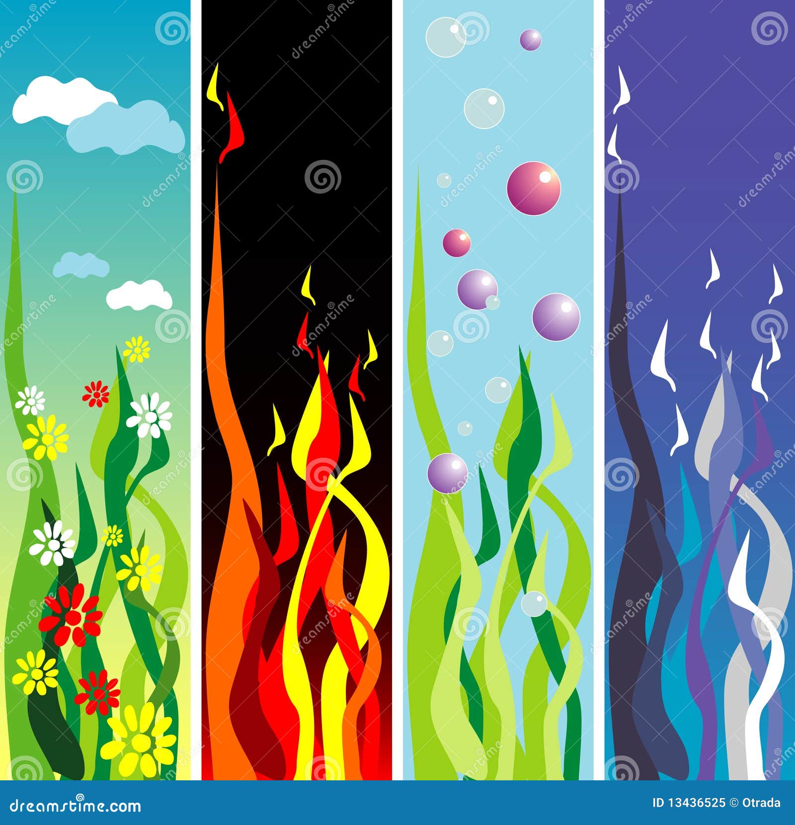 Earth, fire, water, air stock vector. Illustration of wind - 13436525