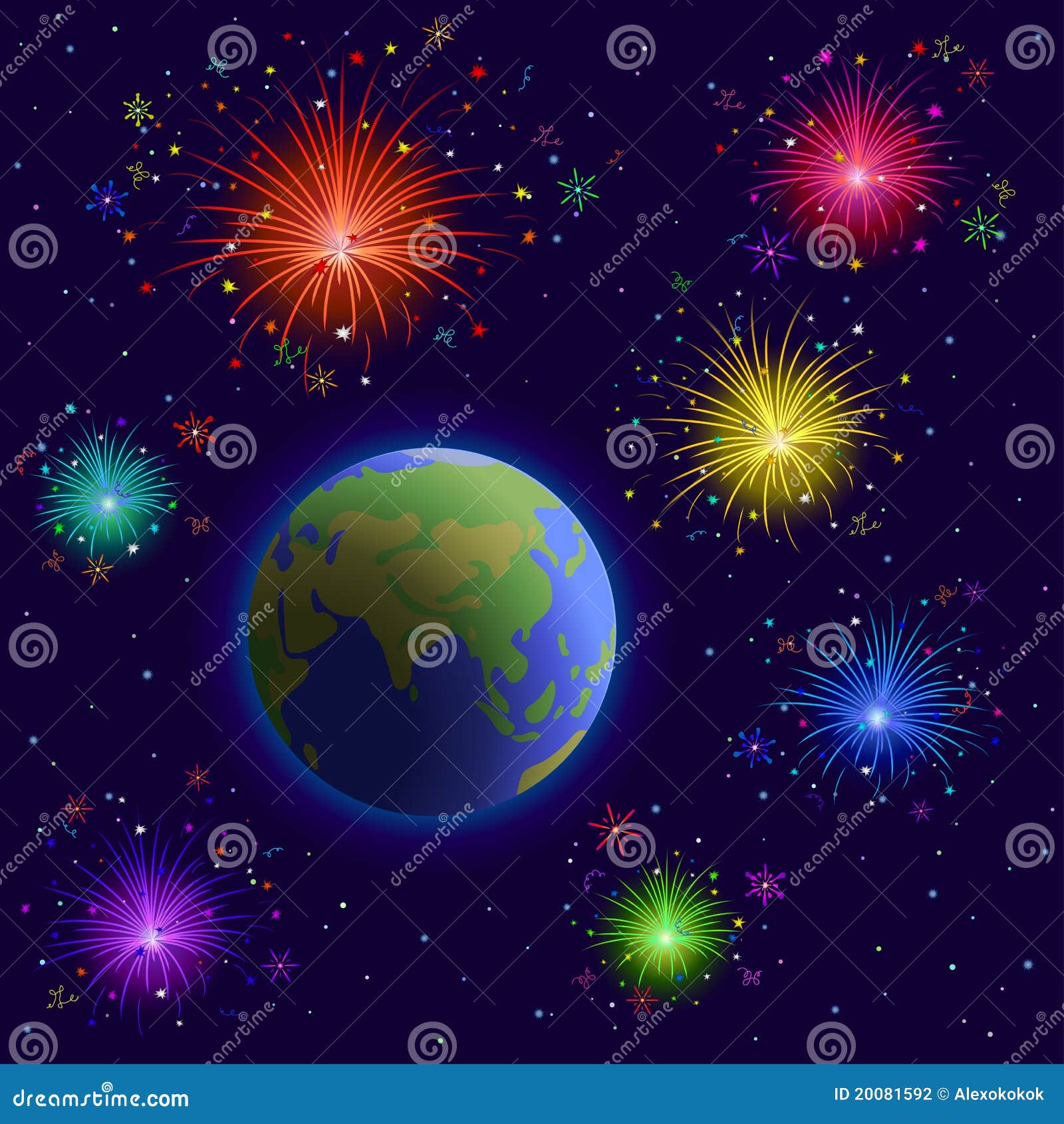 Earth and firework stock vector. Illustration of burn - 20081592