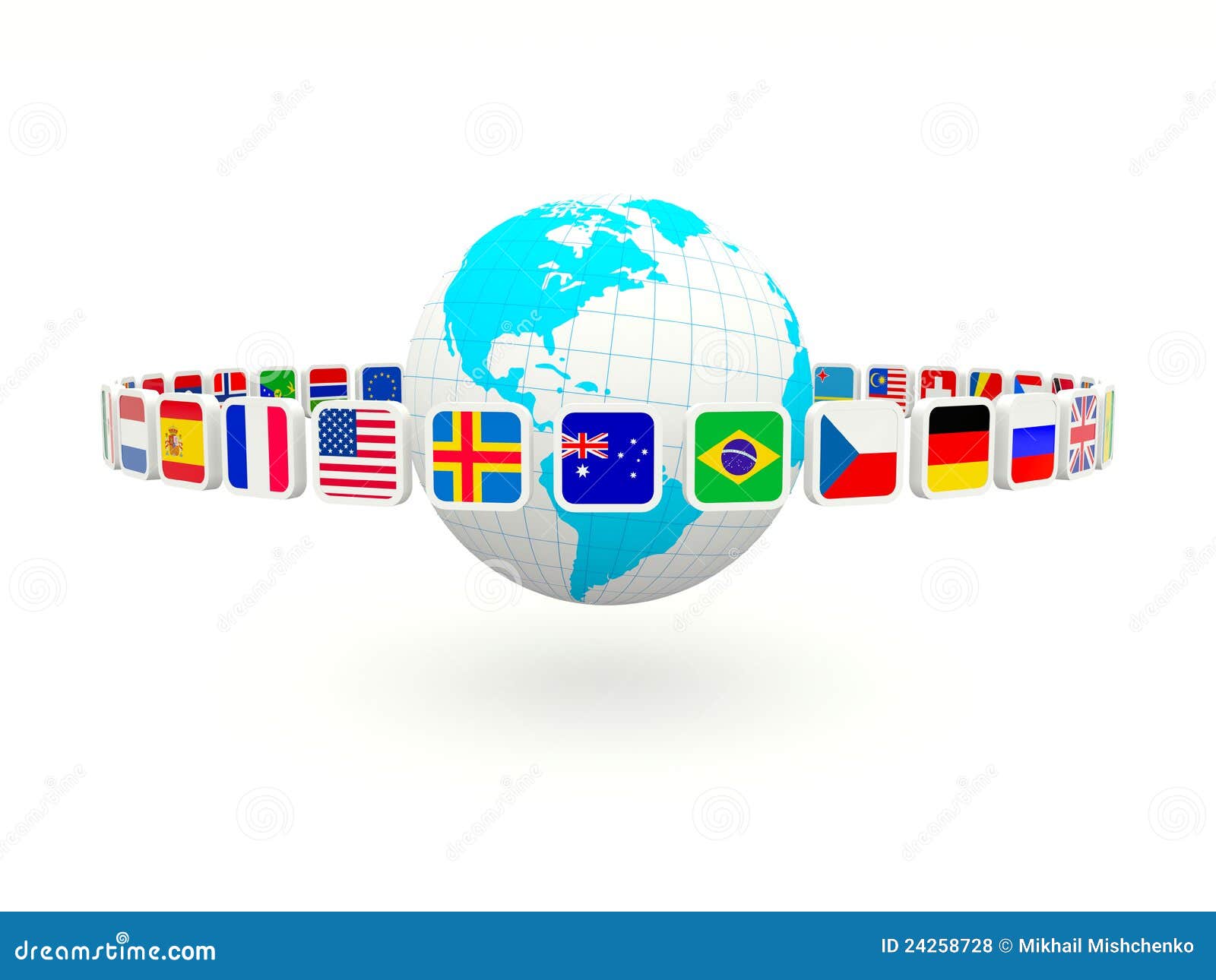 Earth with flags stock illustration. Illustration of language - 24258728