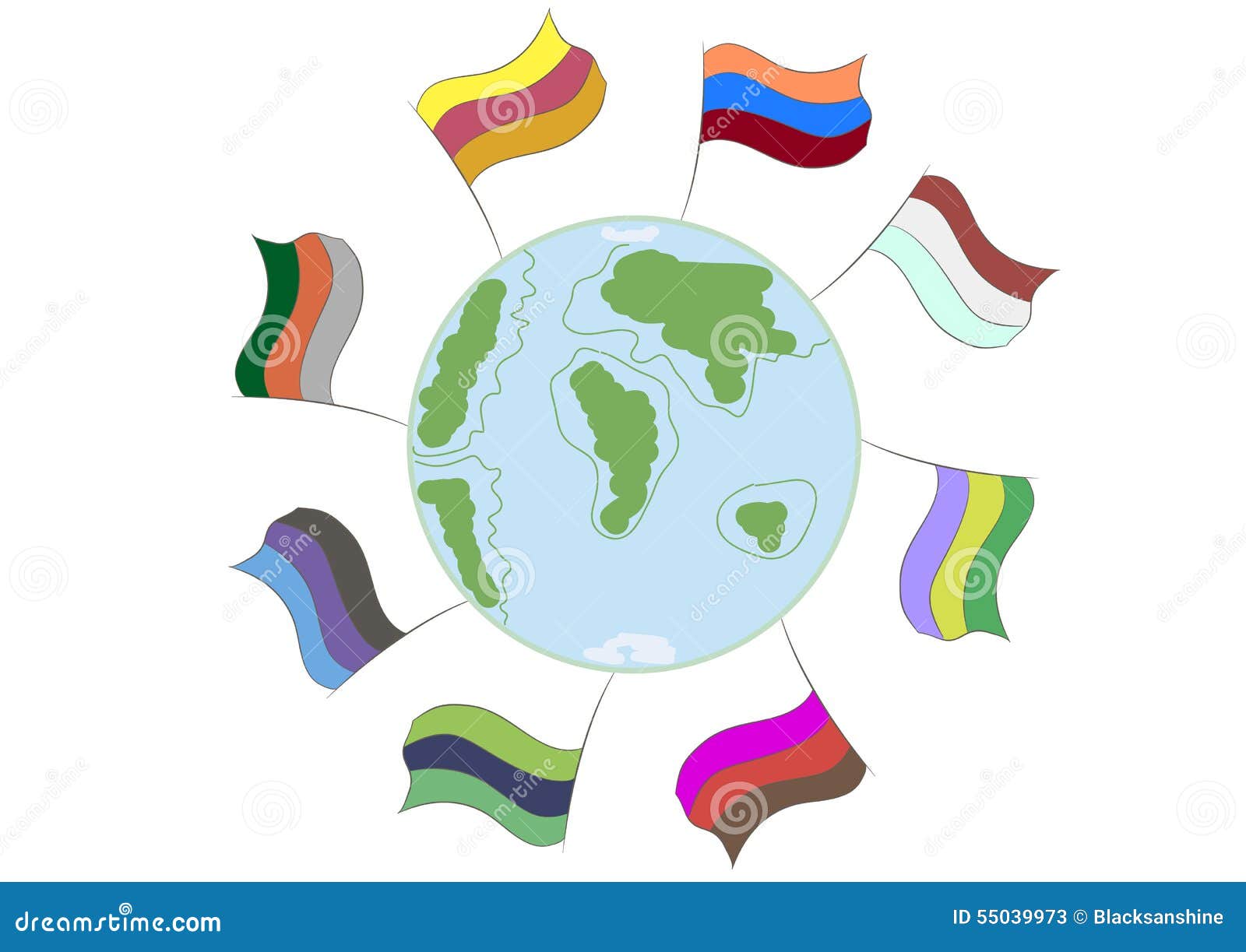 Earth with flags stock vector. Illustration of design - 55039973