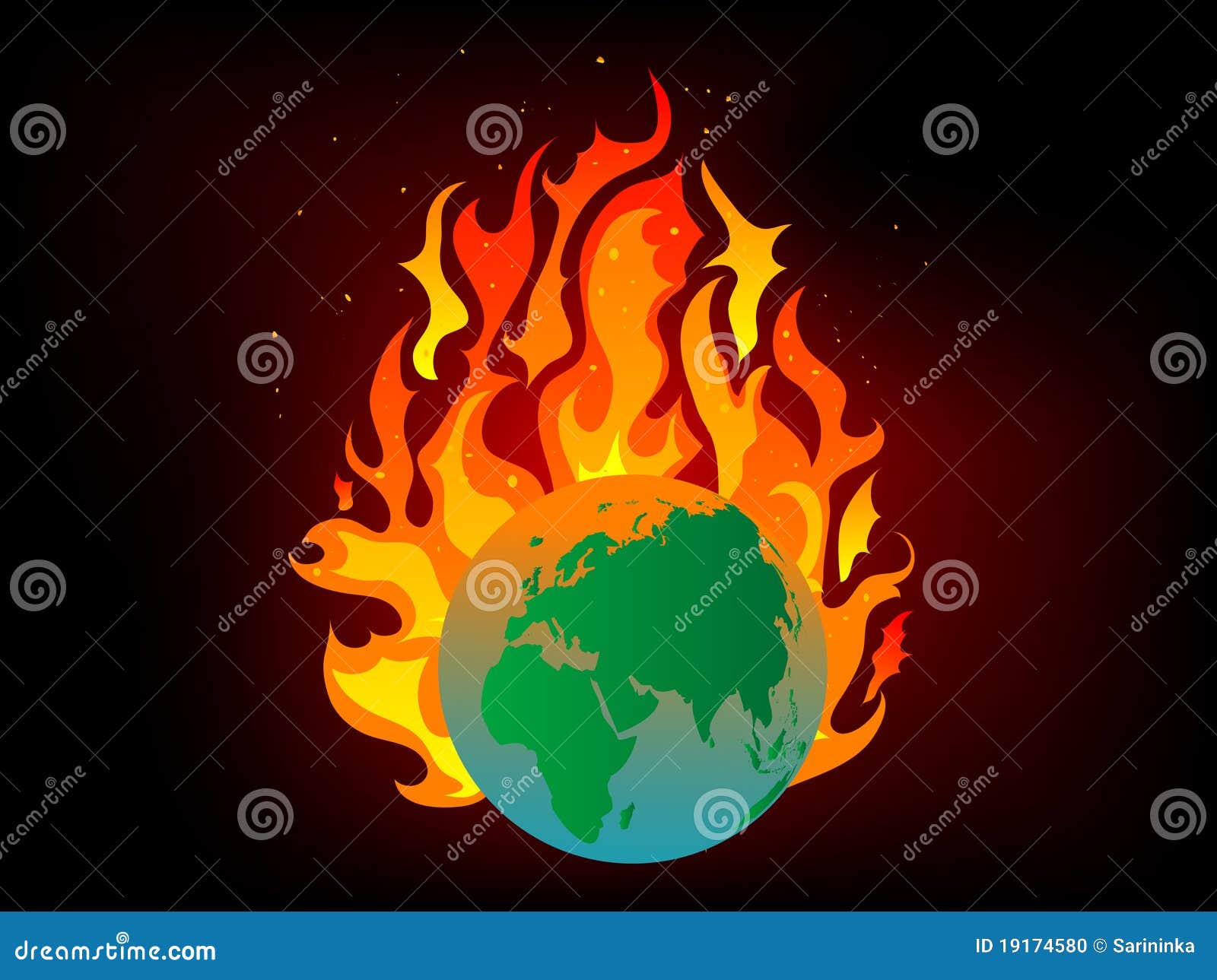 Earth in flames stock vector. Illustration of concept - 19174580