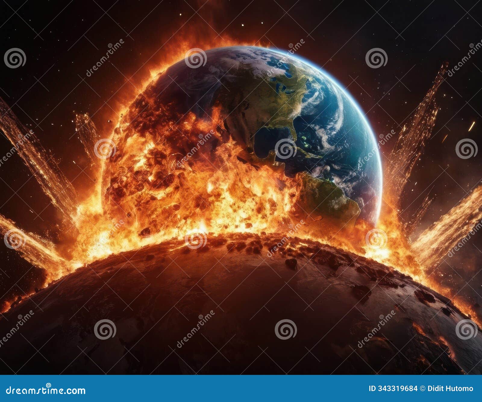 Image of Planet Earth Exploding in Flames. Stock Illustration ...