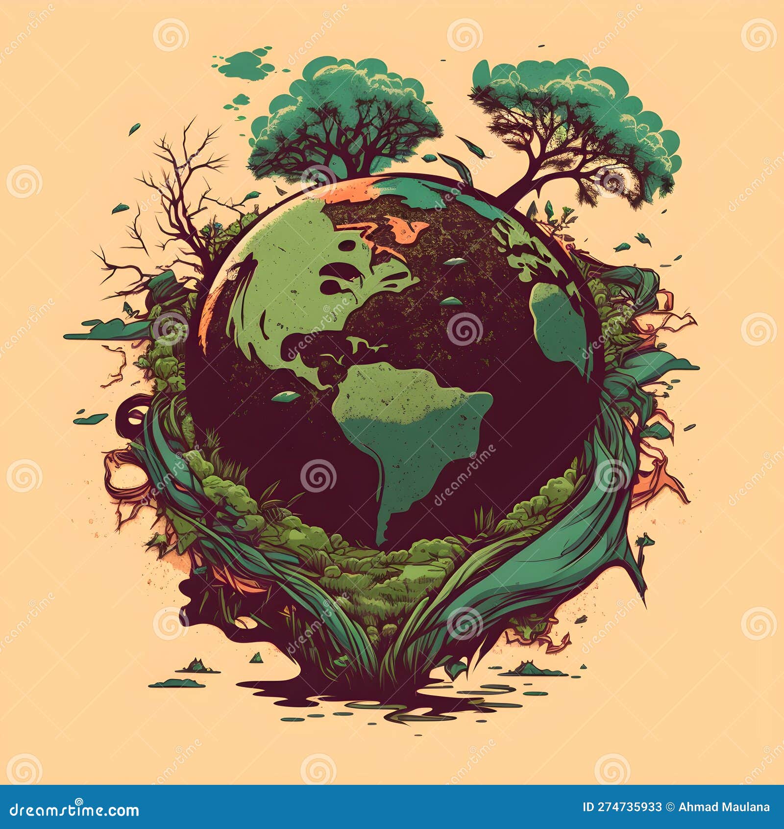 Destroyed Earth Illustratio Stock Image - Image of global, girl: 274735933