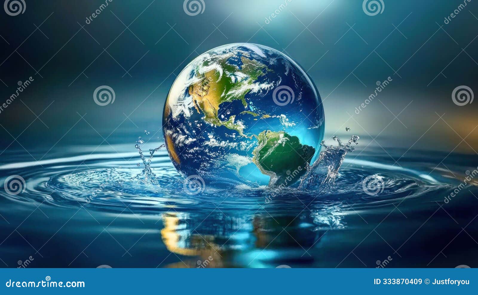 Earth Floating on Water Surface with Splash Stock Illustration ...