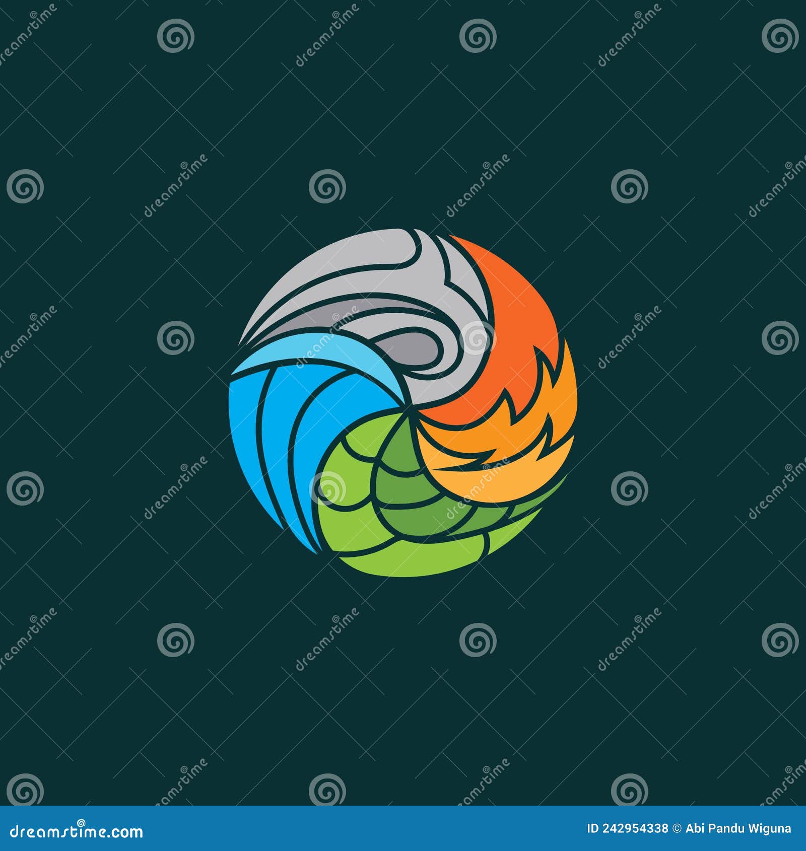 Earth and Four Elemen Icon Vector Illustration Template Design Stock ...