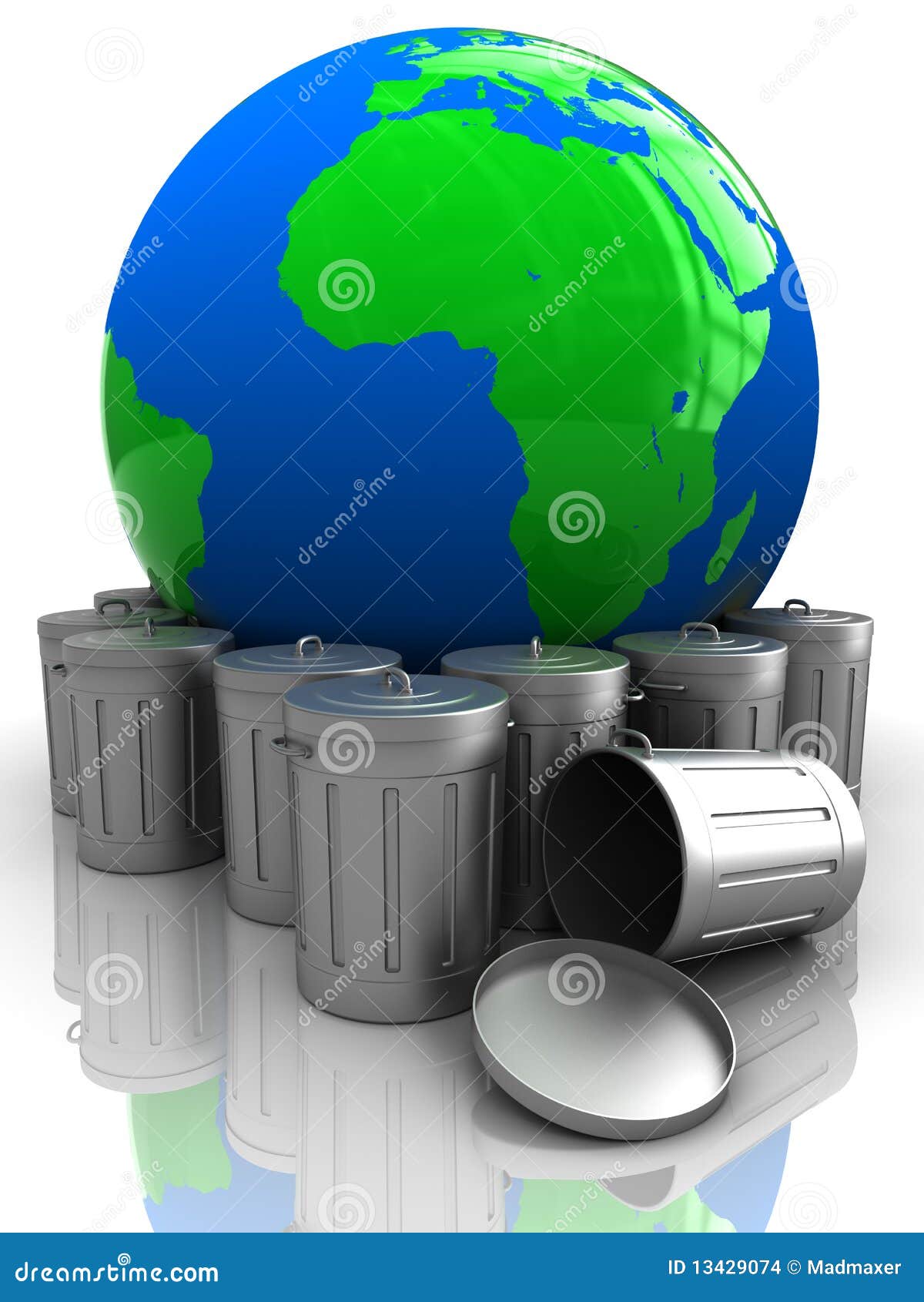 Earth with garbage stock illustration. Illustration of chrome - 13429074