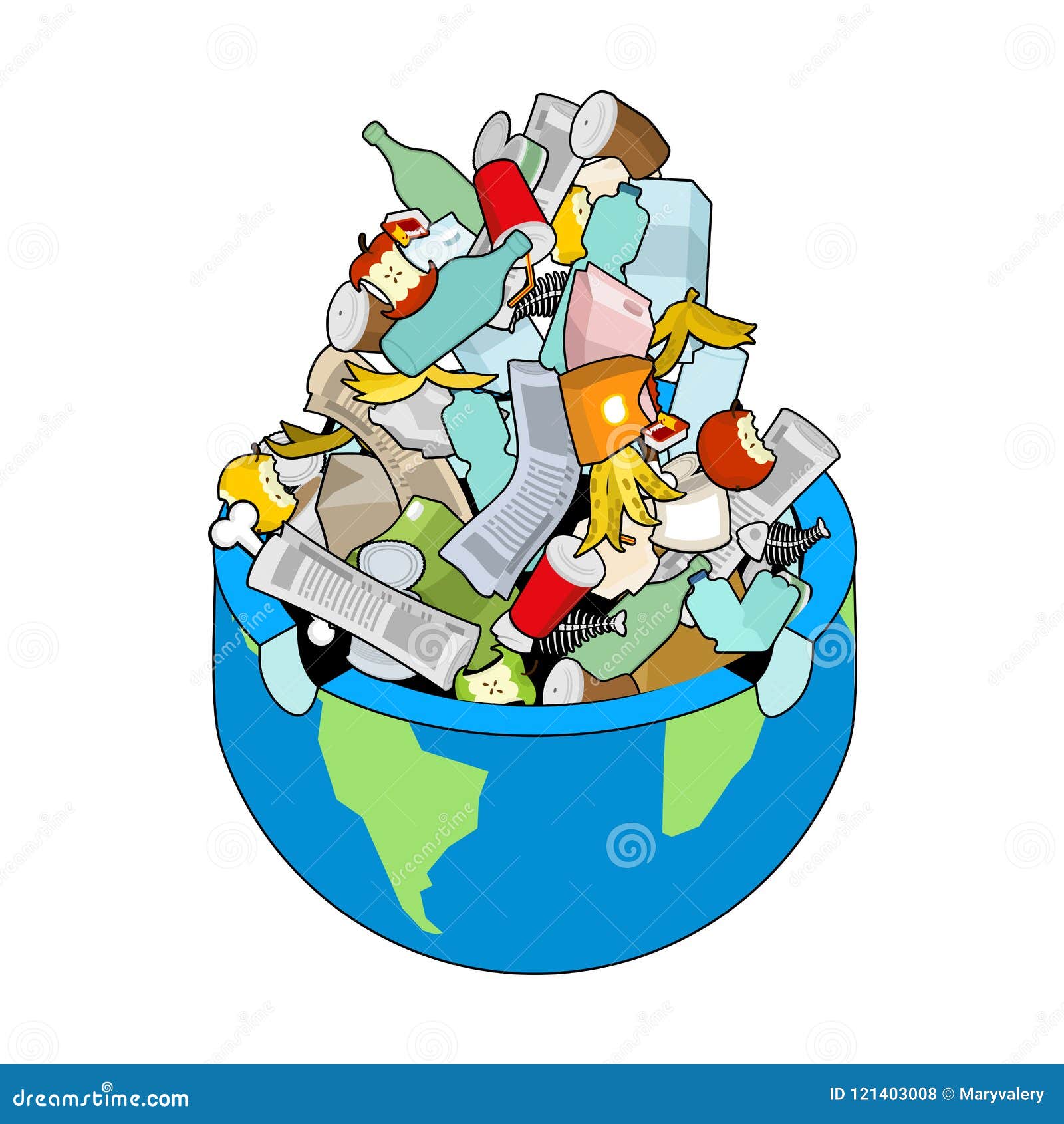 Earth Garbage Dump. Planet and Garbage. Scrapyard Vector Illustration ...