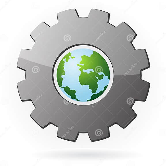 The earth and gear symbol stock vector. Illustration of logo - 16671262