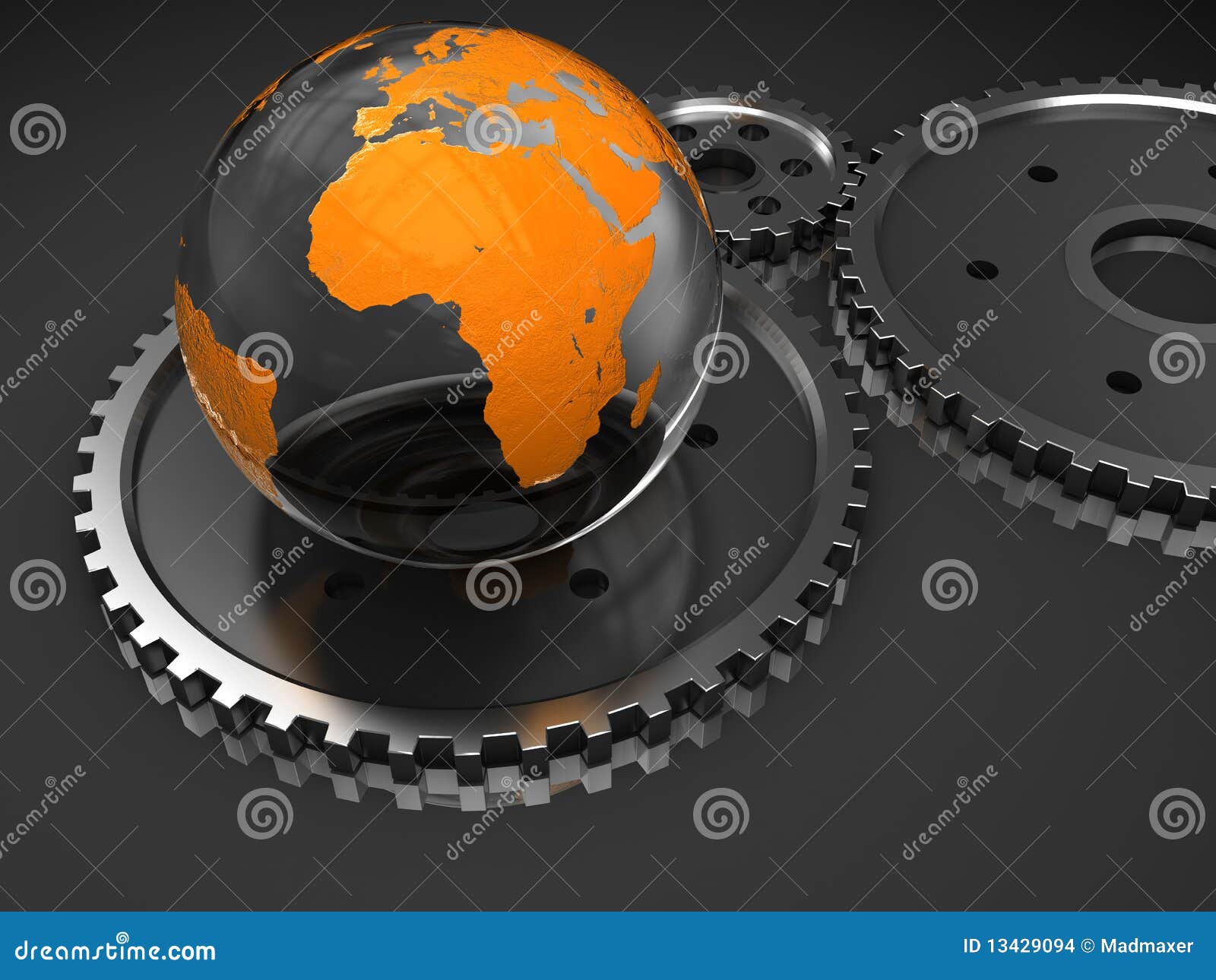 Earth and gear wheels stock illustration. Illustration of pinion - 13429094