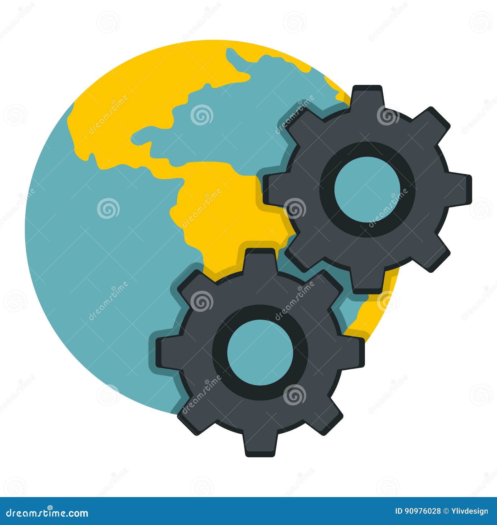 Earth and Gears Icon Isolated Stock Vector - Illustration of arrow ...