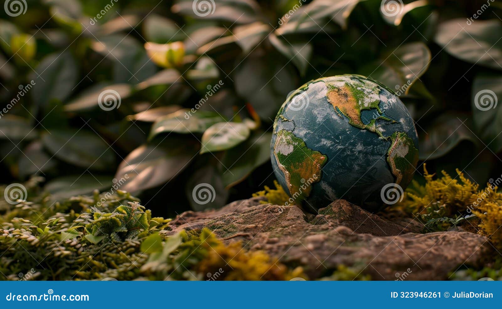 Earth Globe Adorned with Lush Greenery, Signifying Environmental ...