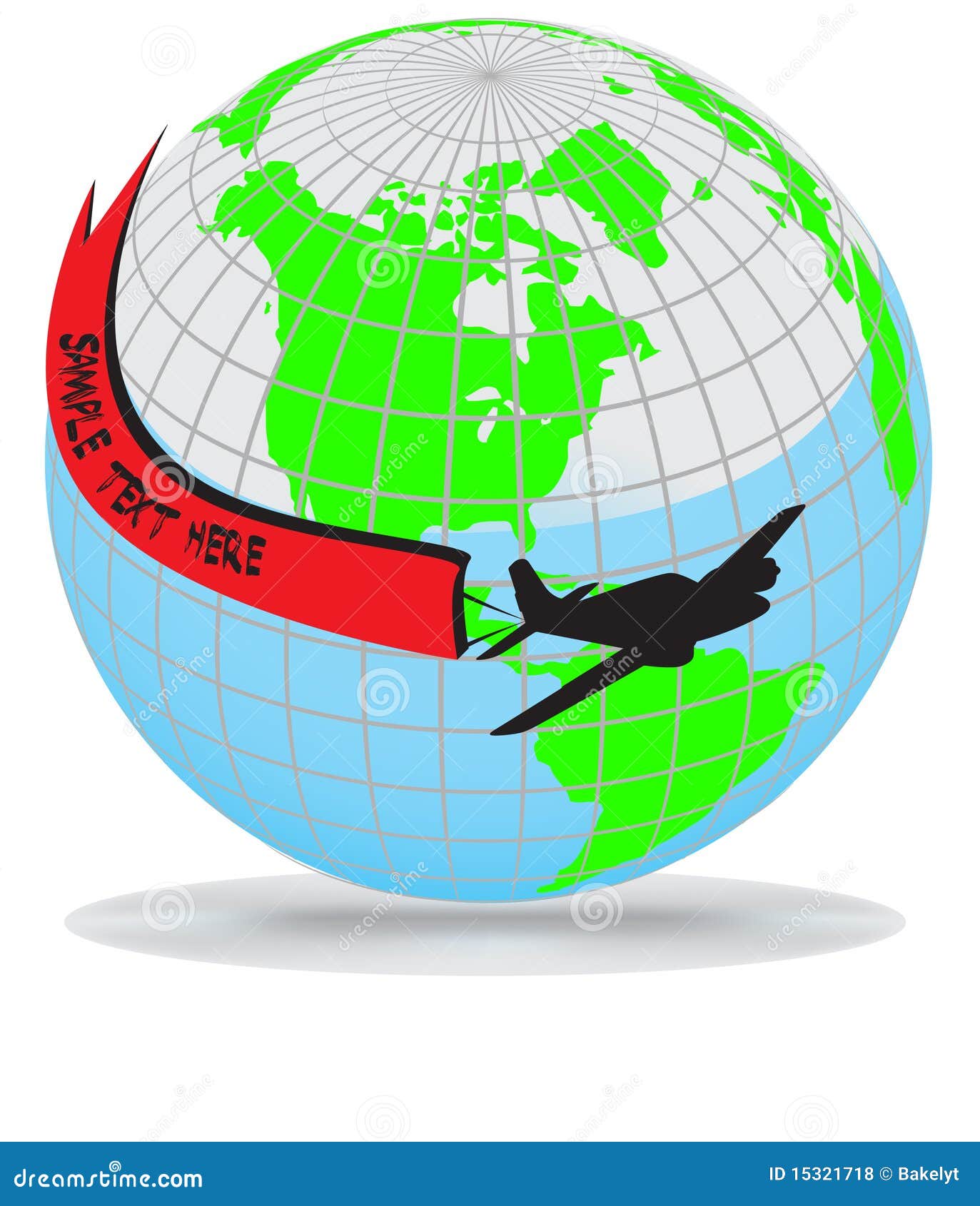 Earth globe with airplane stock vector. Illustration of earth - 15321718