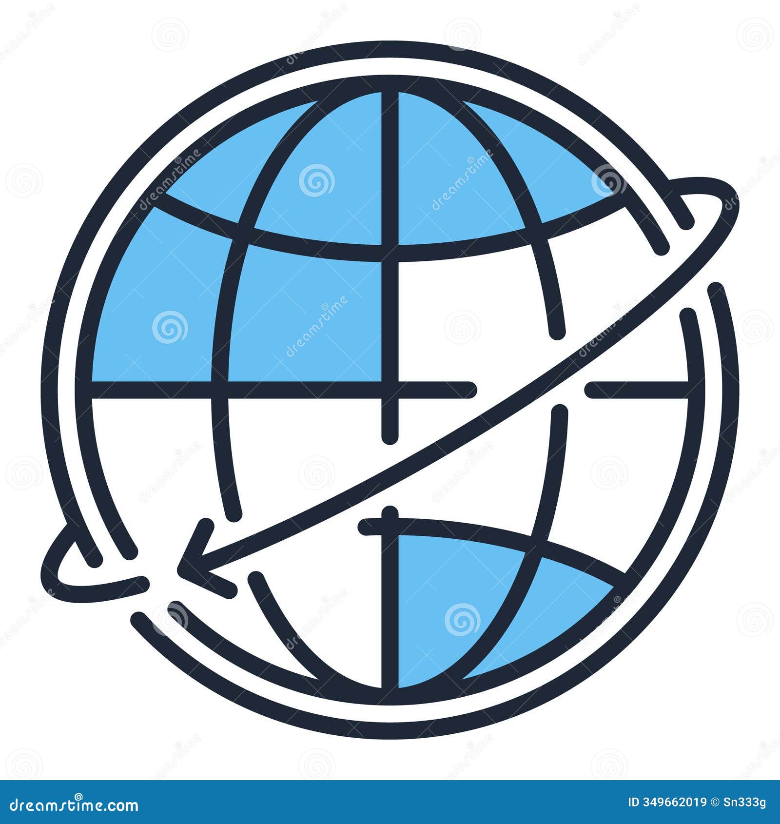 Earth Globe and Arrow Around Vector Blue Icon or Sign Stock Vector ...