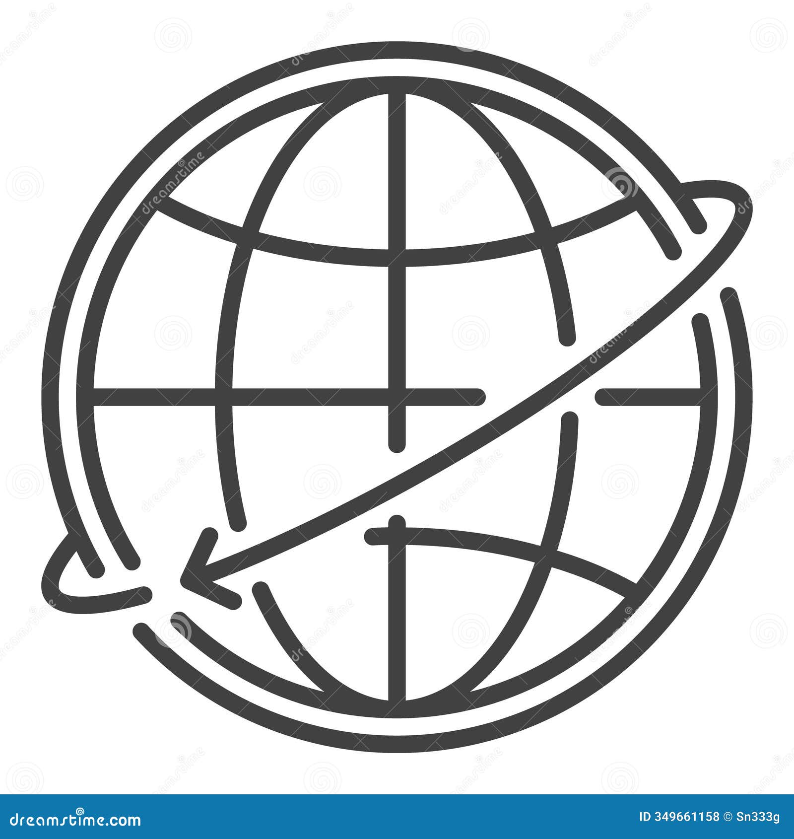 Earth Globe and Arrow Around Vector Icon or Symbol in Outline Style ...