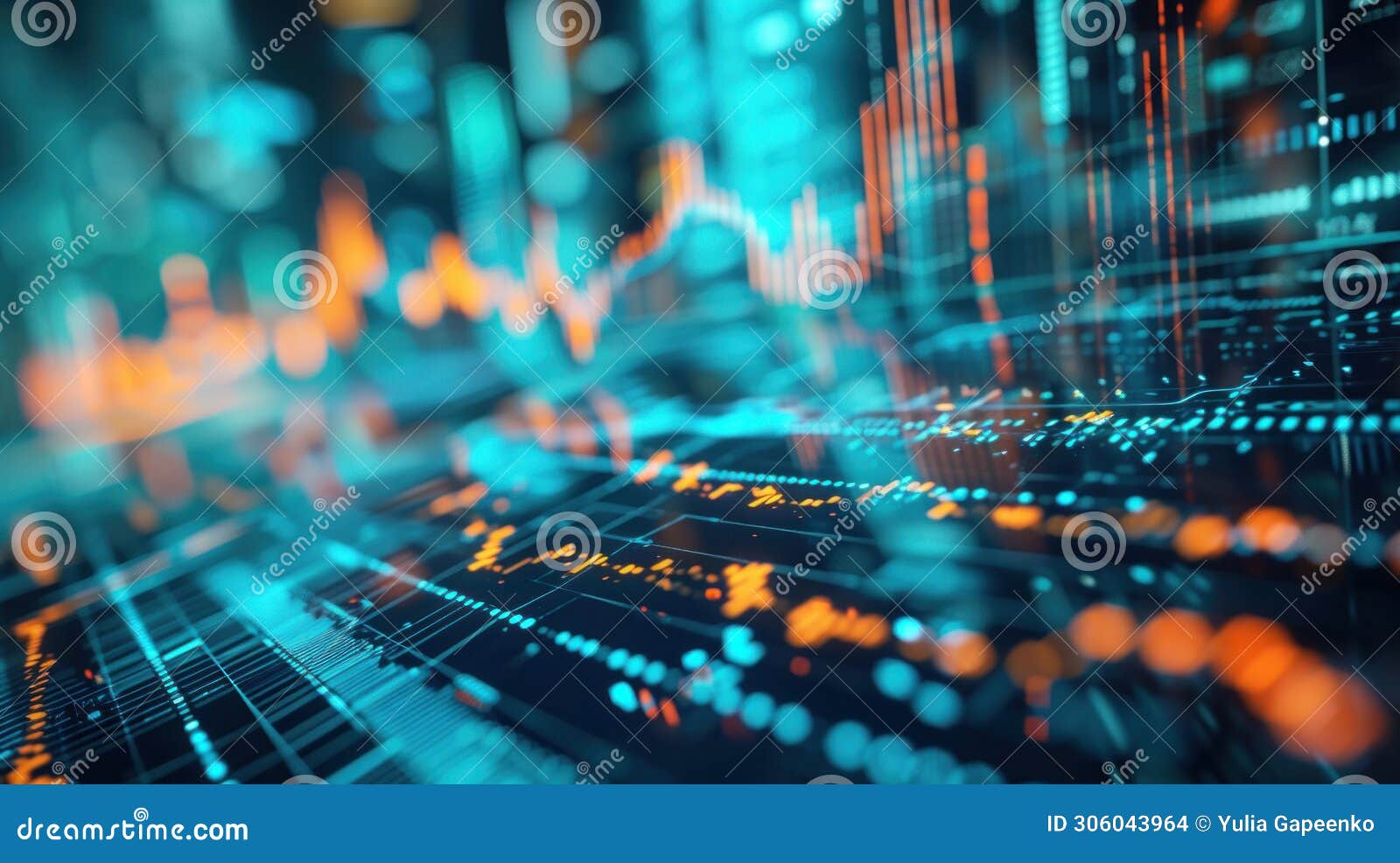 Earth Globe Background With Graph Lines And Charts In A Blue Sky ...